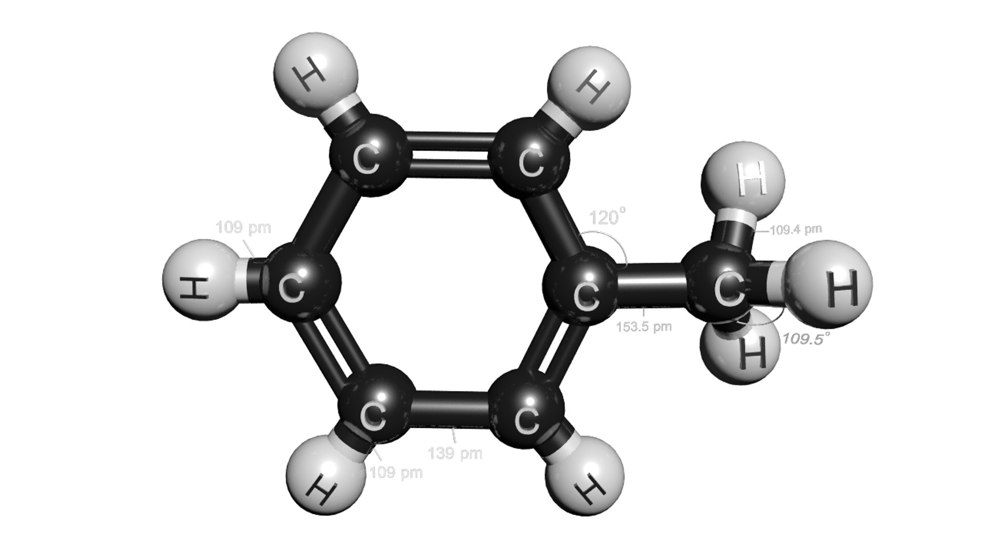 Toluene Molecule C7h8 3D Model - TurboSquid 1427212