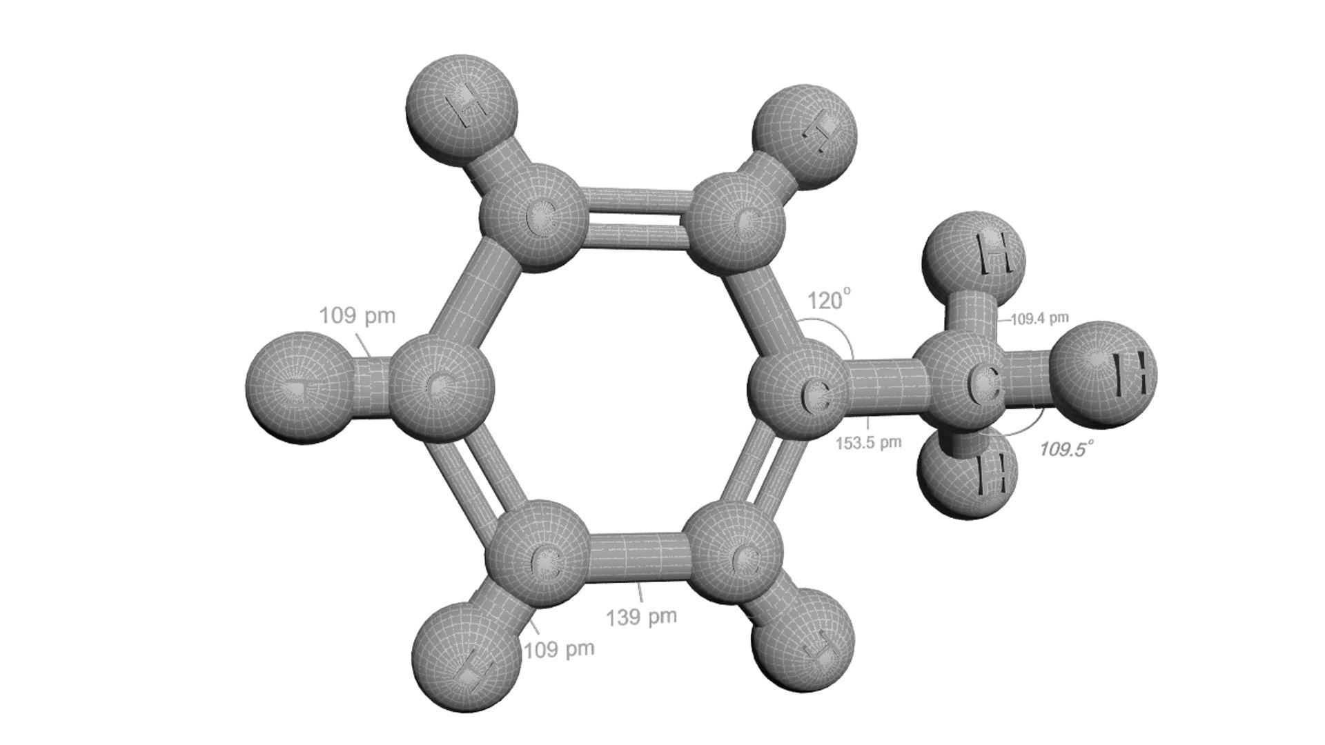 Toluene Molecule C7h8 3D Model - TurboSquid 1427212