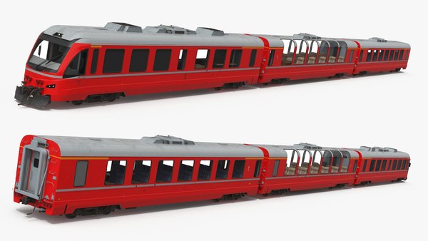 1等車と2等車を備えた赤いディーゼル列車3Dモデル - TurboSquid 2513540