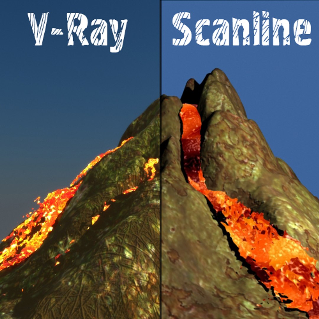 3ds Max Volcano V-ray Scanline Low-poly