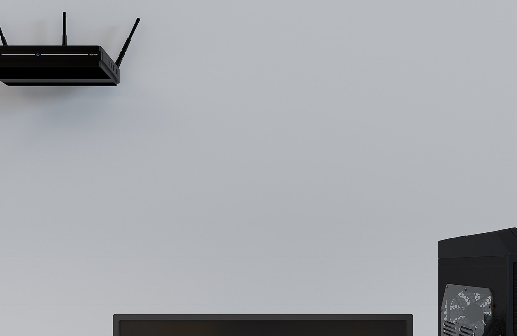 3D Electronic Product Combination Computer Host Display Router ...