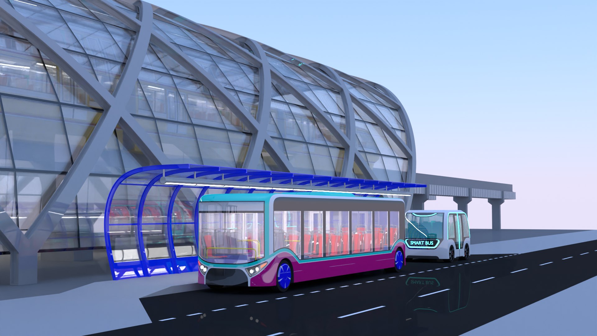 3D Monorail And Bus Station - TurboSquid 2190441