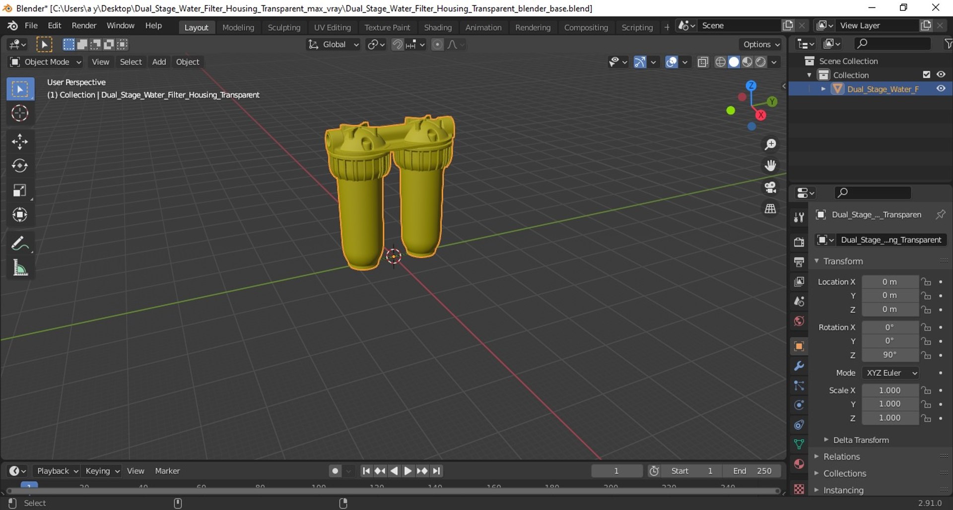 Dual Stage Water Filter Housing Transparent 3D model - TurboSquid 1735226