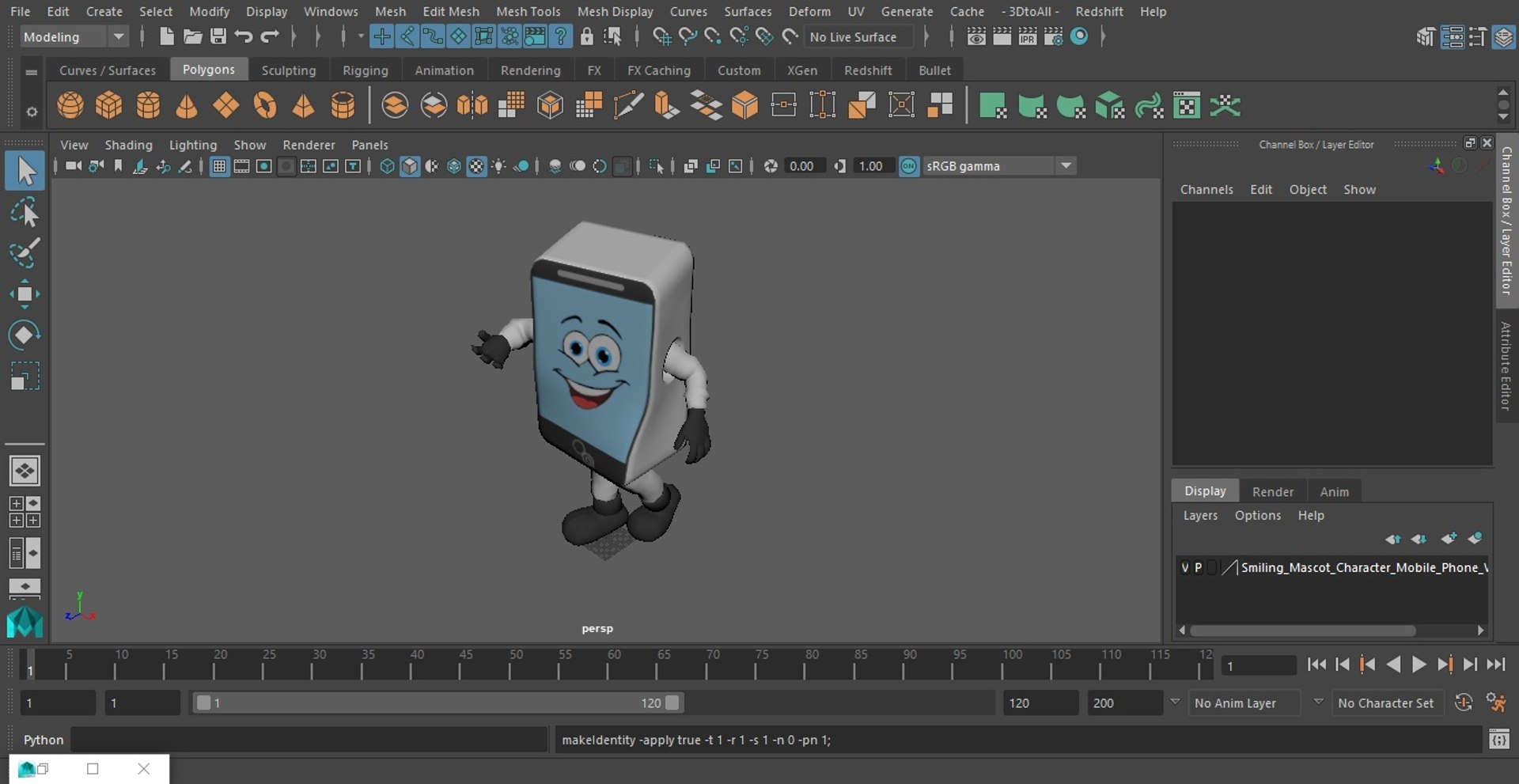 3D Smiling Mascot Character Mobile Phone Walking Model - TurboSquid 2073163