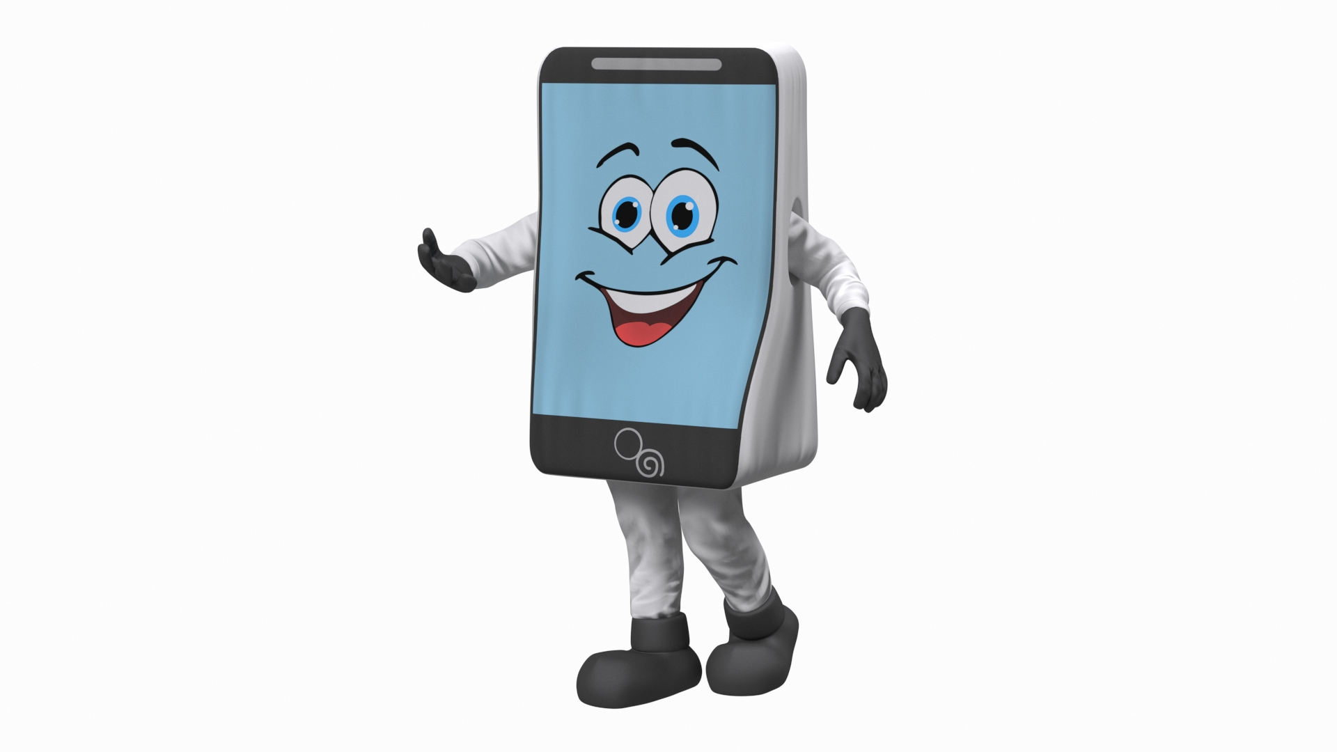 3D Smiling Mascot Character Mobile Phone Walking Model - TurboSquid 2073163