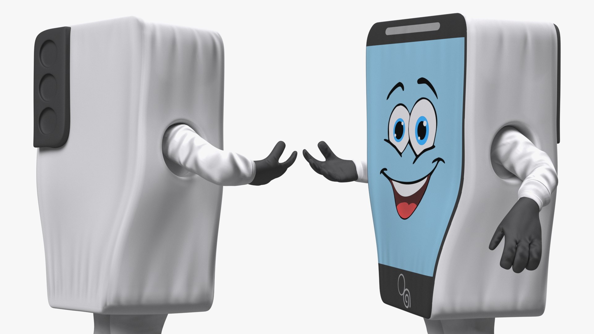 3D Smiling Mascot Character Mobile Phone Walking Model - TurboSquid 2073163