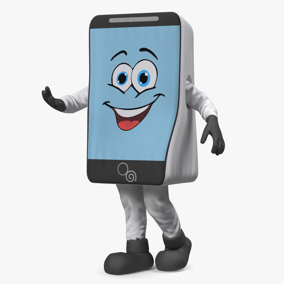 3D Smiling Mascot Character Mobile Phone Walking model - TurboSquid 2073163