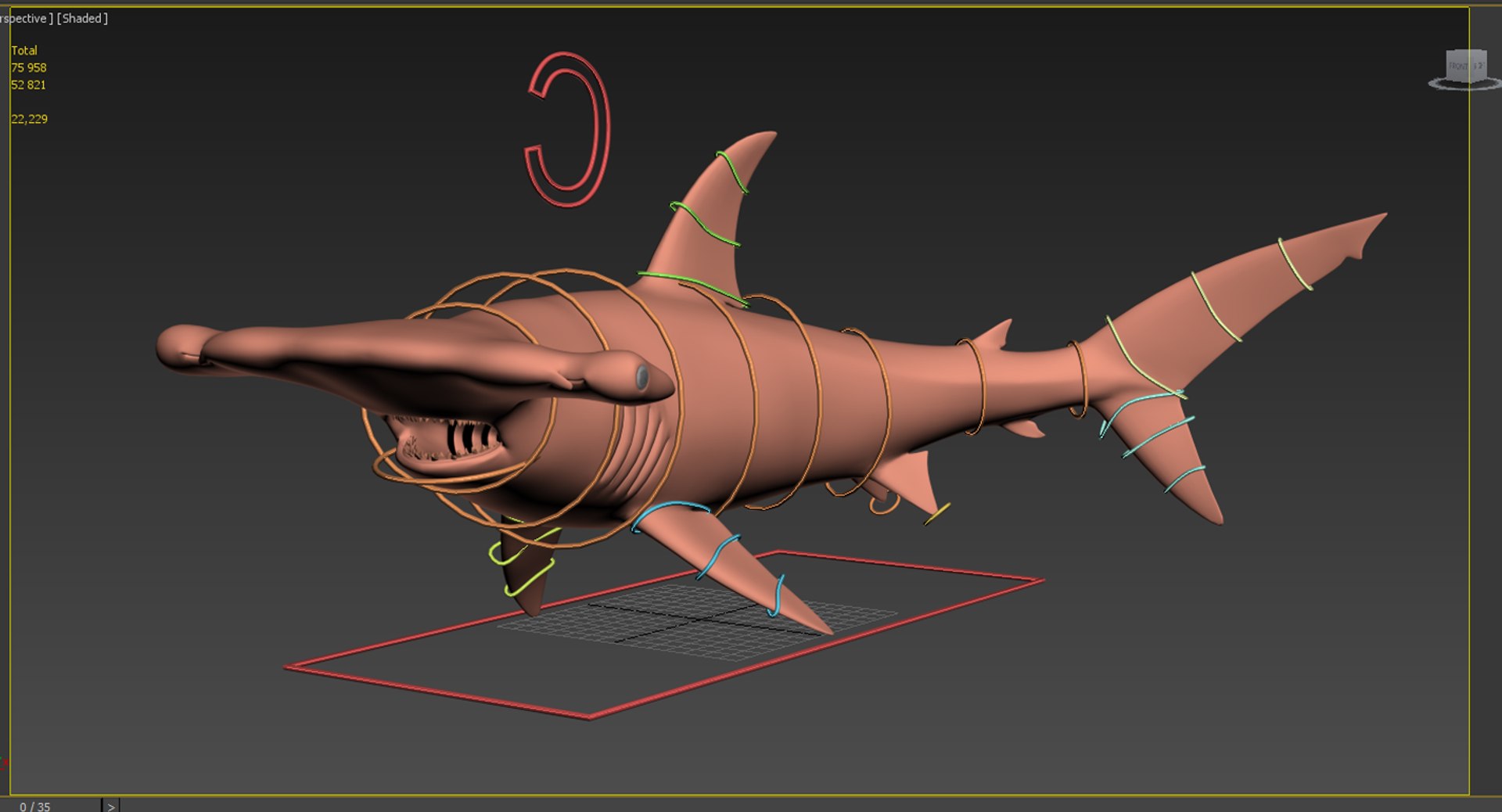 realistic hammerhead shark rigged 3d max