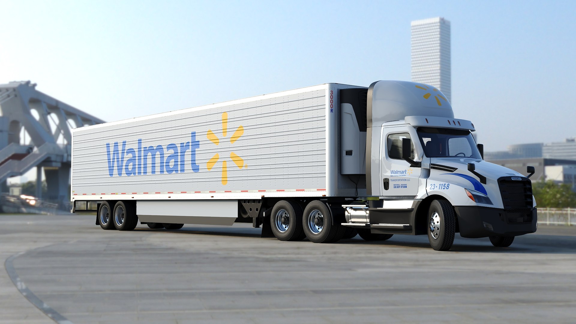 Freightliner Cascadia Day Cab With Trailer Walmart 3D Model ...