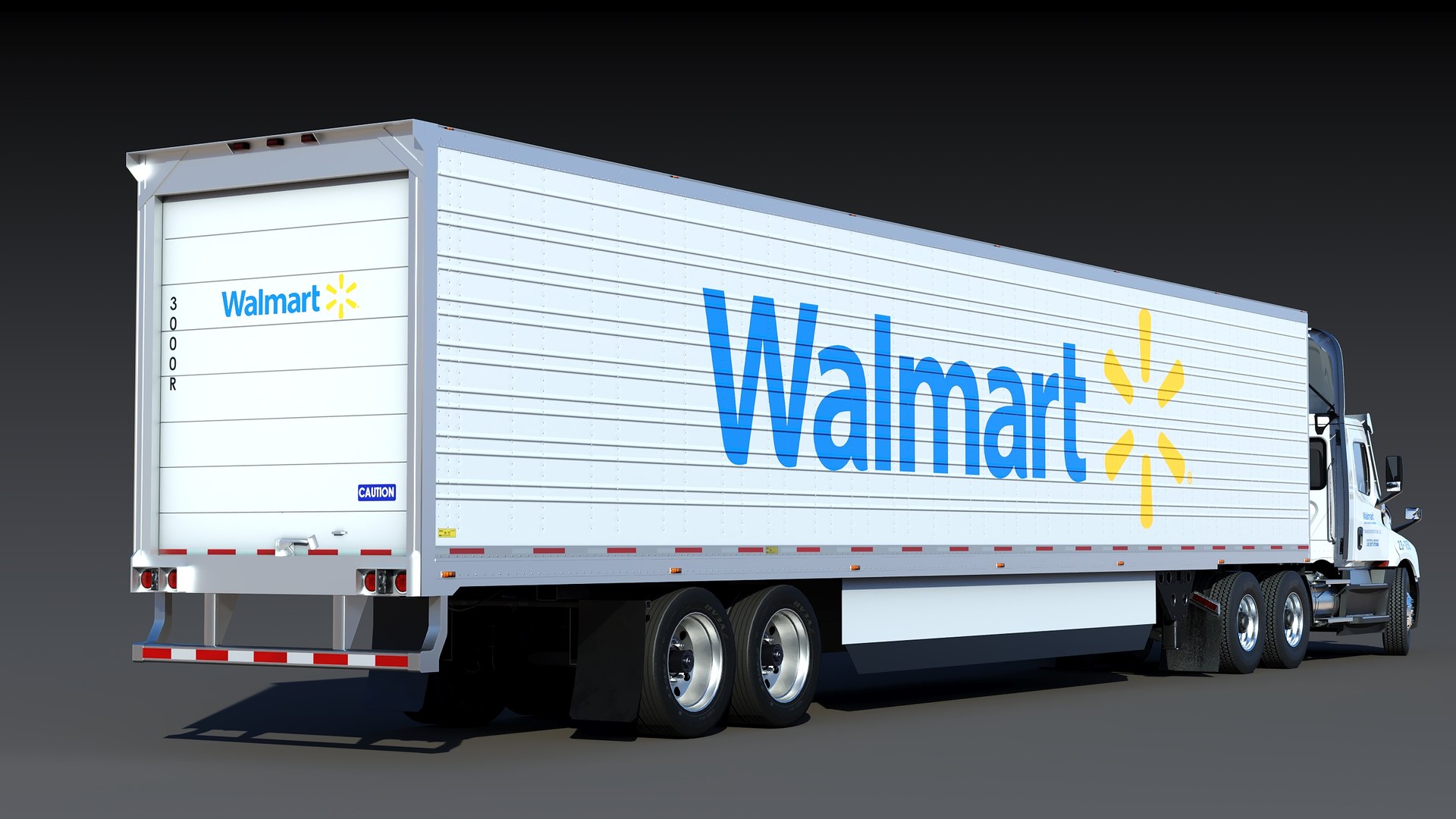 Freightliner Cascadia Day Cab With Trailer Walmart 3D Model ...