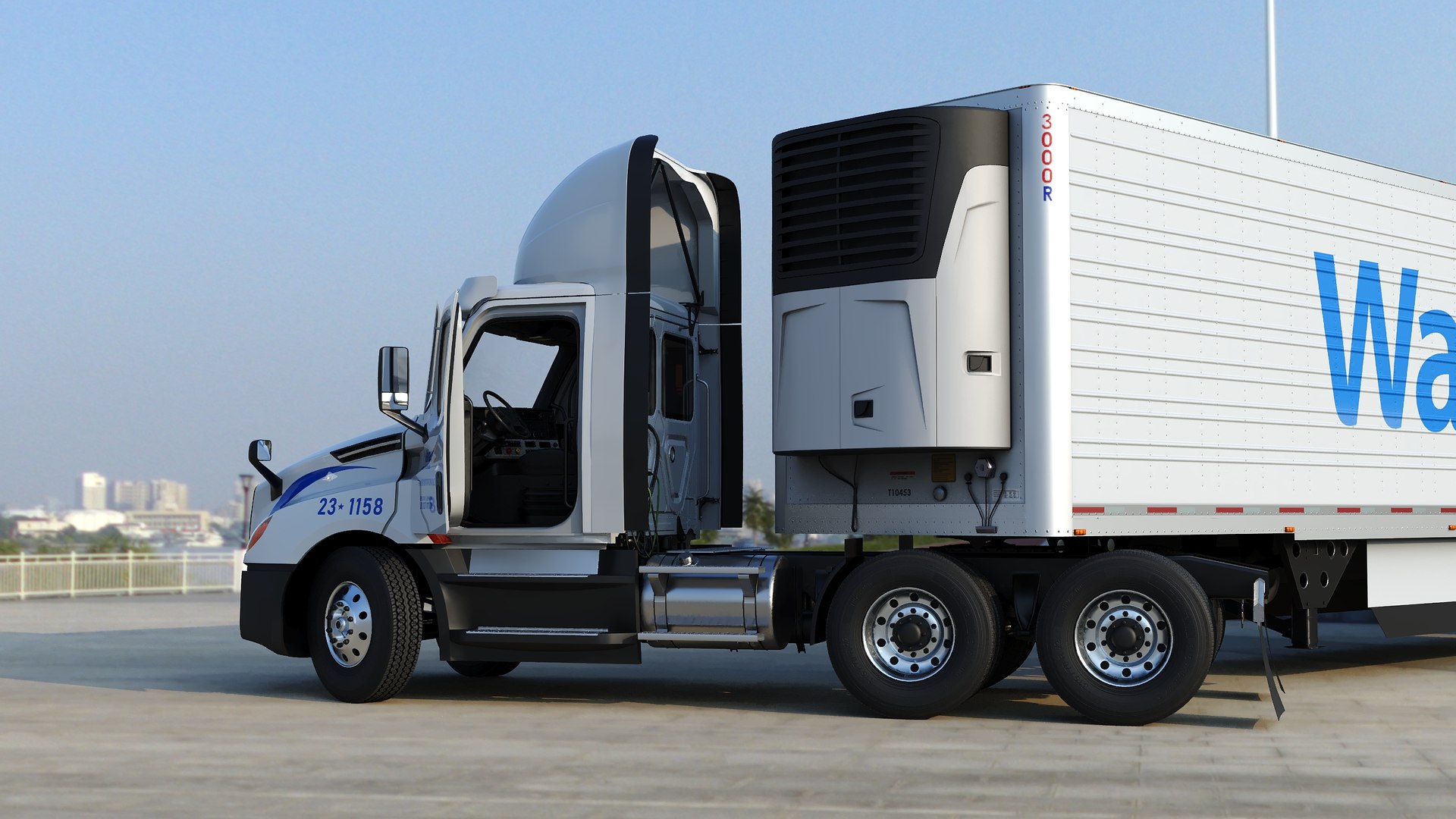 Freightliner Cascadia Day Cab With Trailer Walmart 3D Model ...