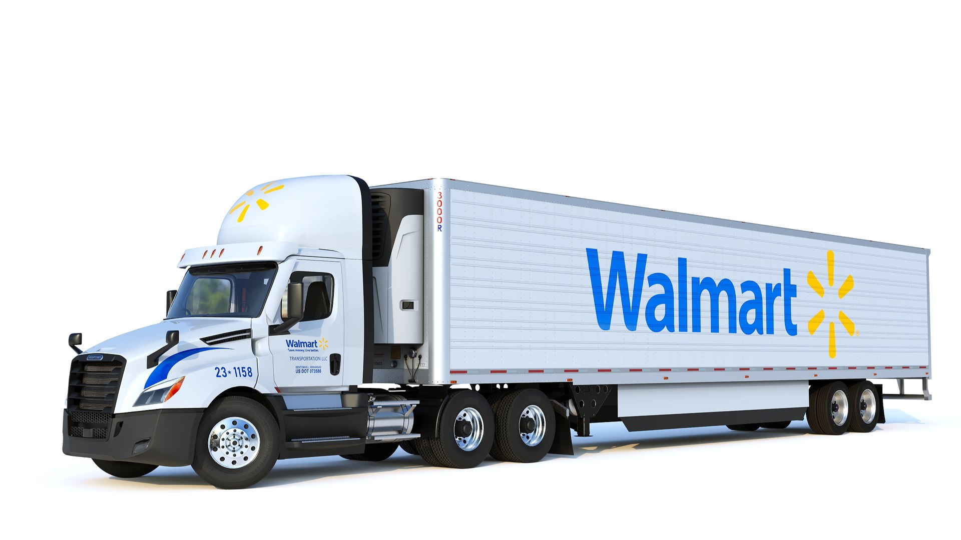 Freightliner Cascadia Day Cab With Trailer Walmart 3D Model ...