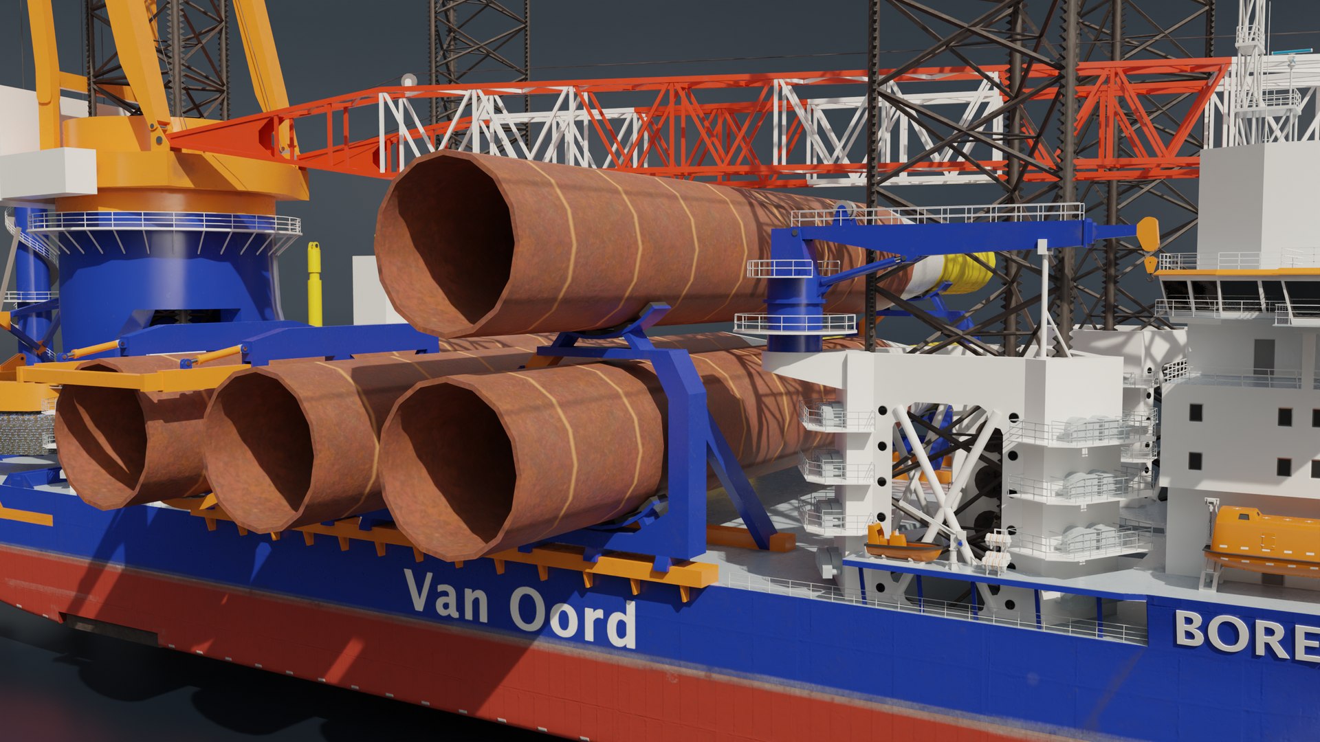 Offshore Installation Vessel 3D - TurboSquid 2271511