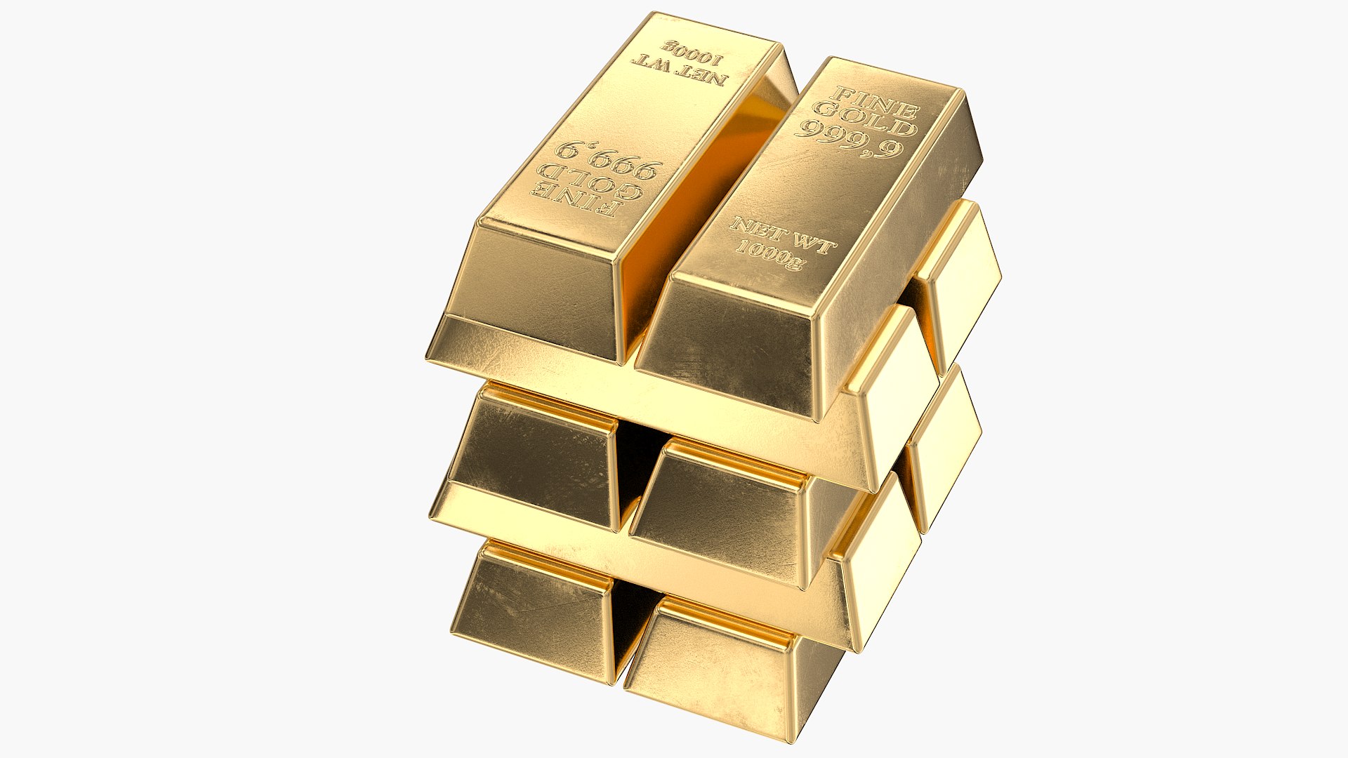 3D Gold Bar Small Stack - TurboSquid 2267268