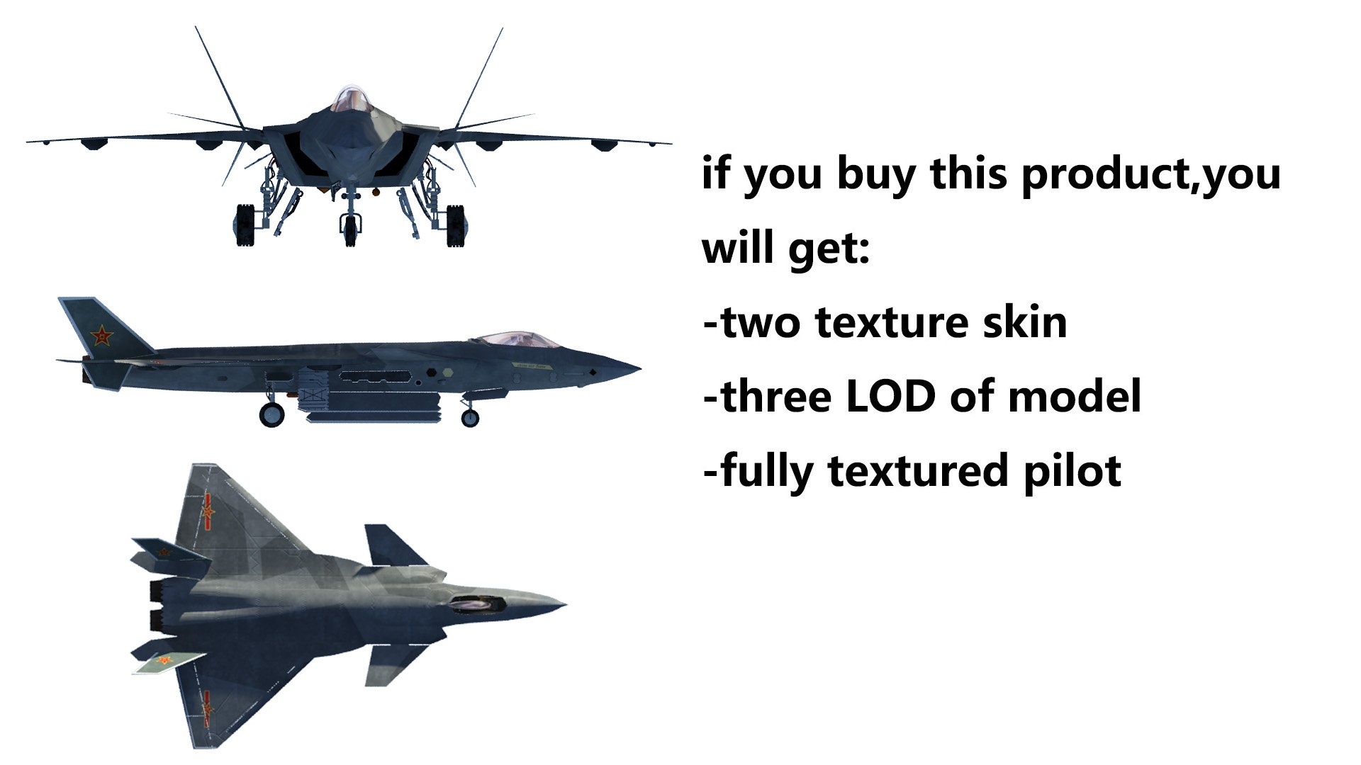 High Quality J20 Jet Fighter 3D Model - TurboSquid 1923109