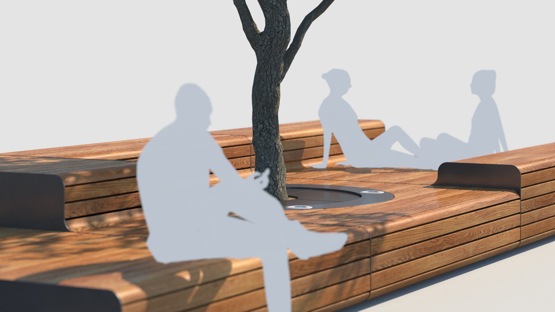 3D Street Park Bench Tree - TurboSquid 1201998