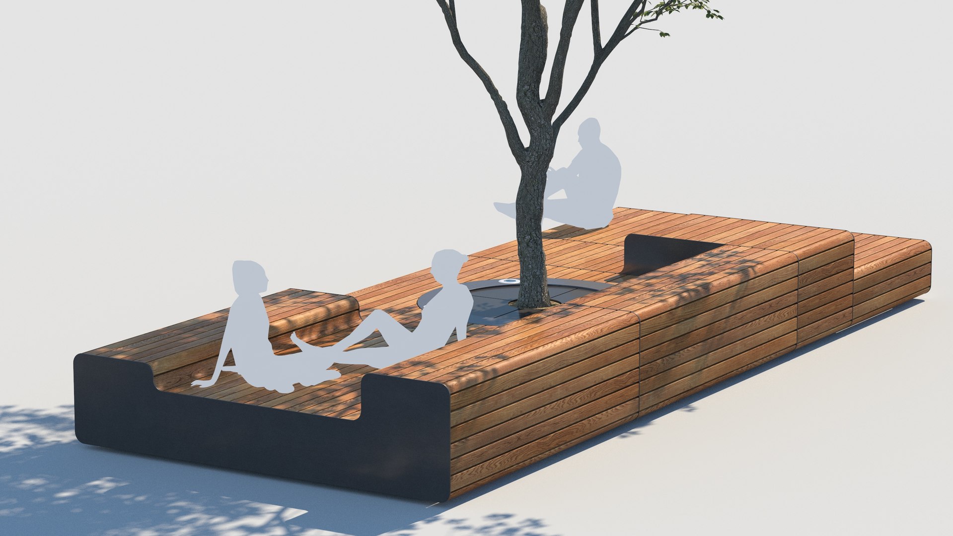 3D Street Park Bench Tree - TurboSquid 1201998