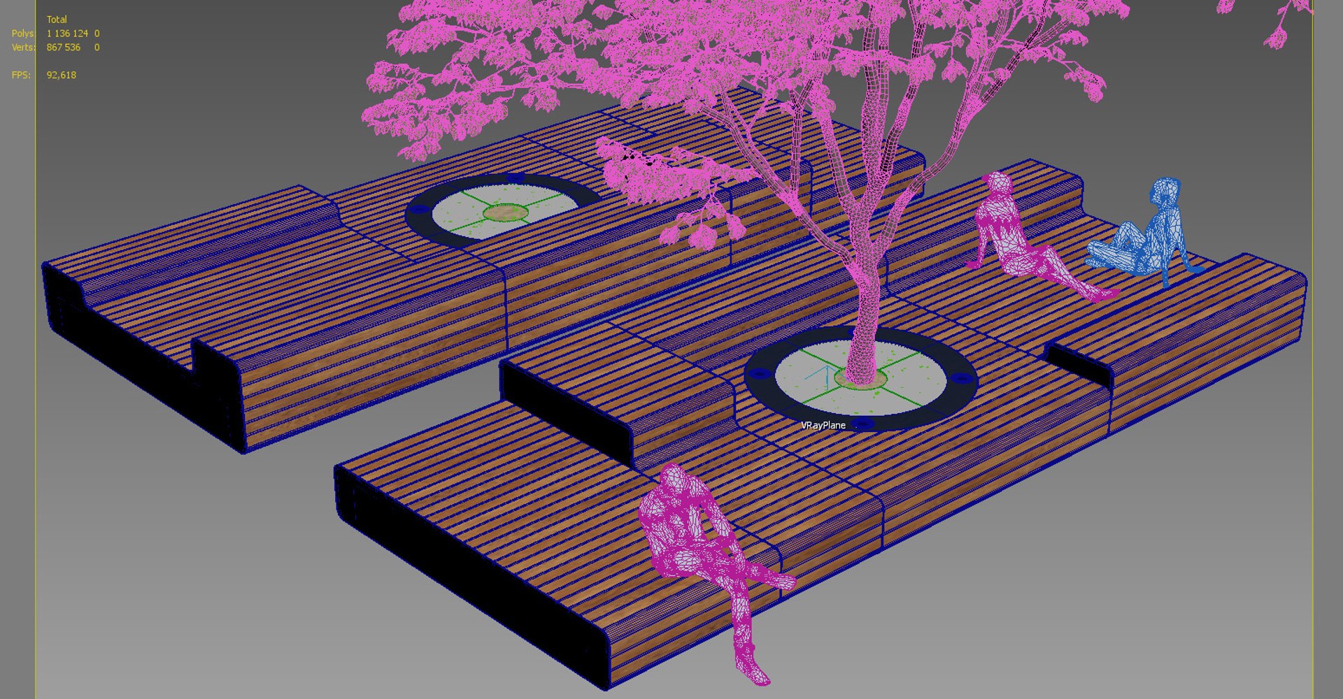3D Street Park Bench Tree - TurboSquid 1201998