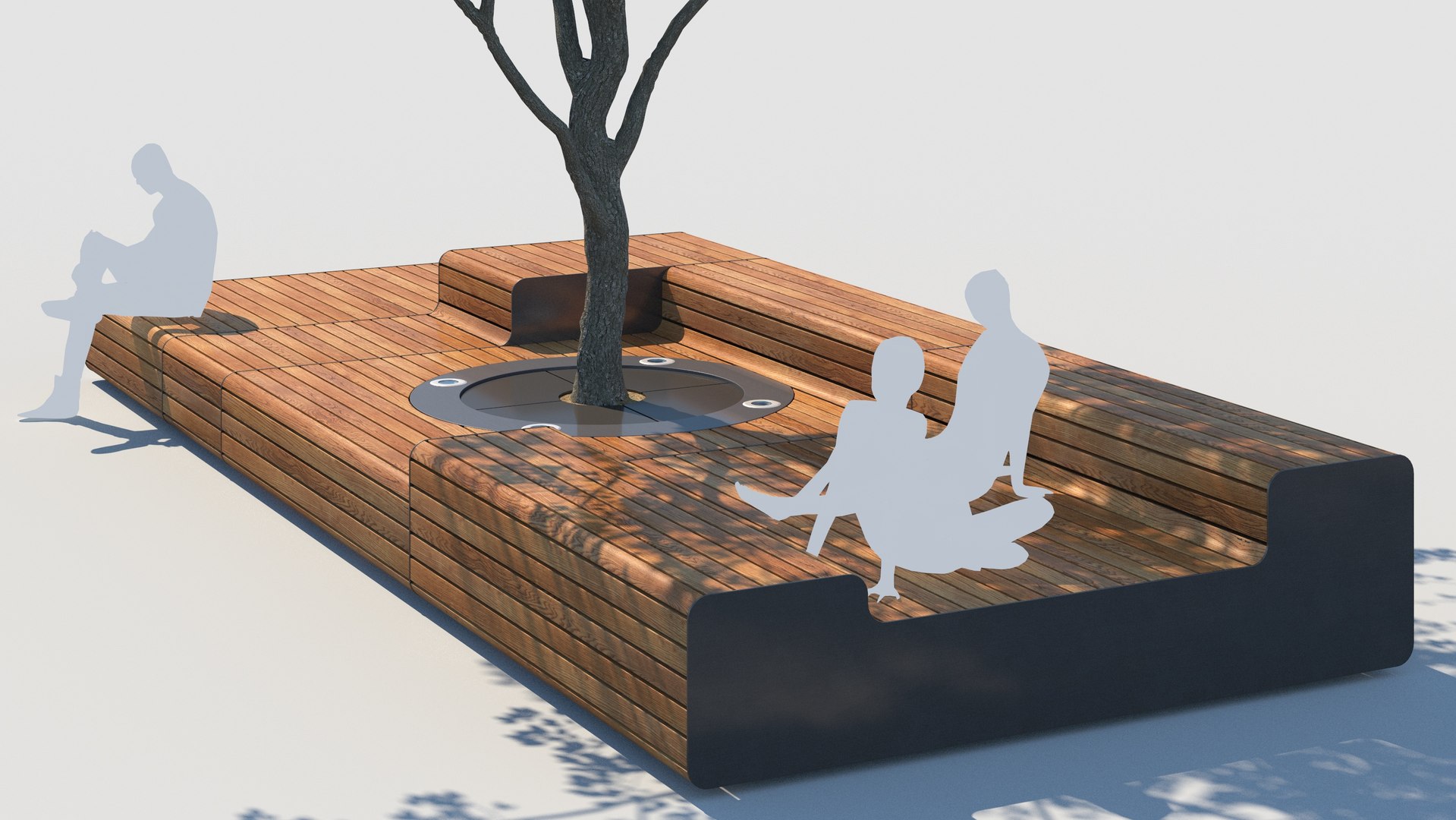 3D Street Park Bench Tree - TurboSquid 1201998