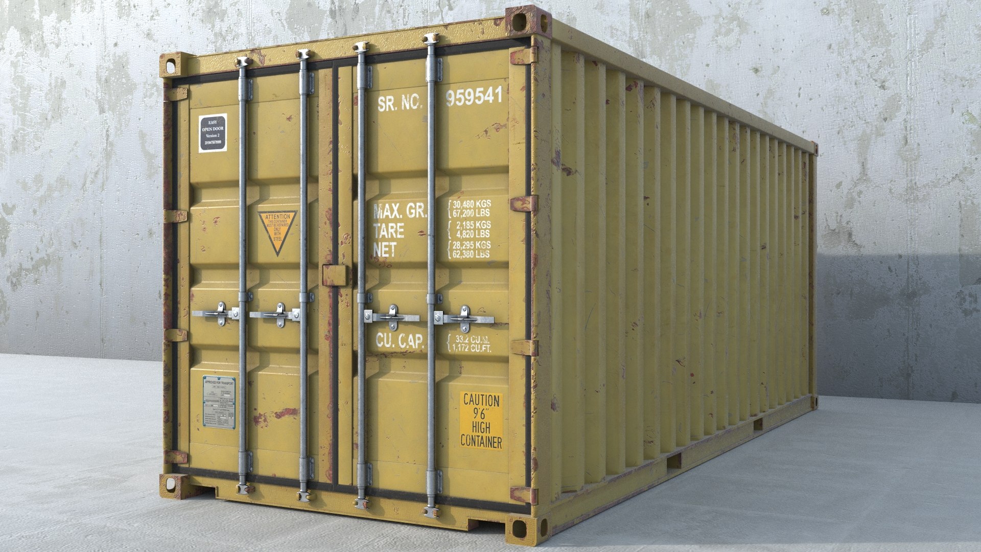 3D Cargo Container Yellow HD Model - TurboSquid 2169365