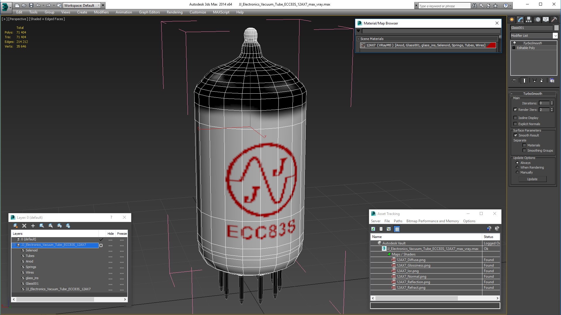 JJ Electronics Vacuum Tube ECC83S 12AX7 3D Model - TurboSquid 1723139