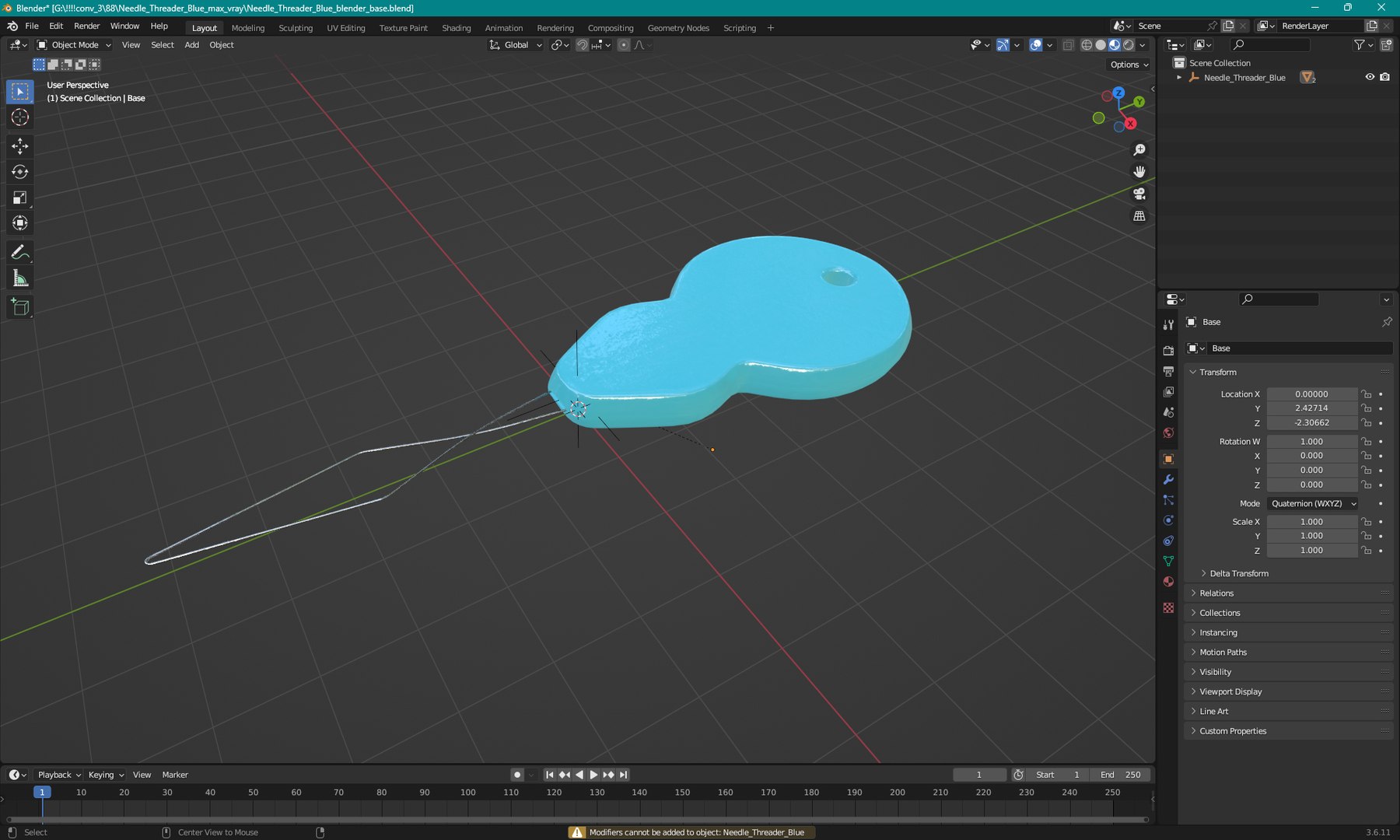 3D Needle Threader Blue Model - TurboSquid 2389911