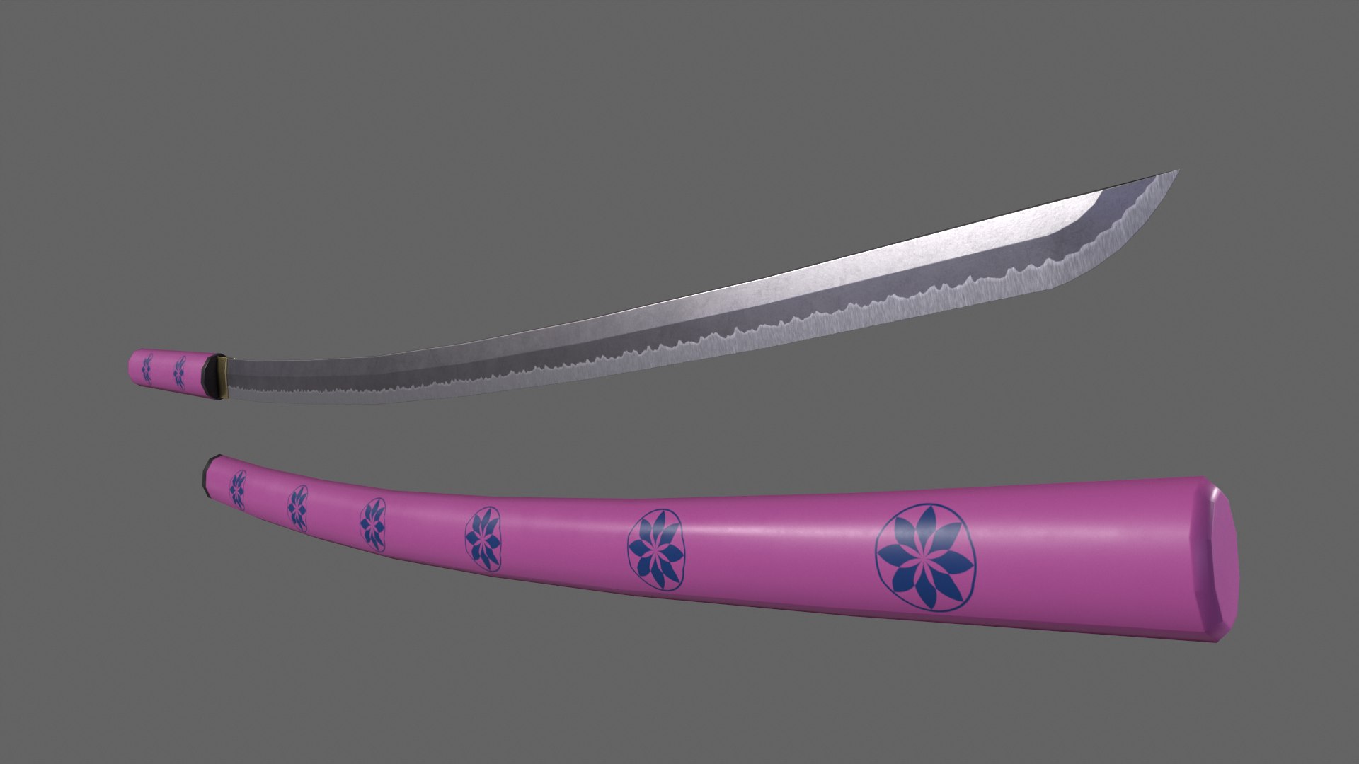 3D PBR Katana Japanese Sword Pink V3 - TurboSquid 1820179