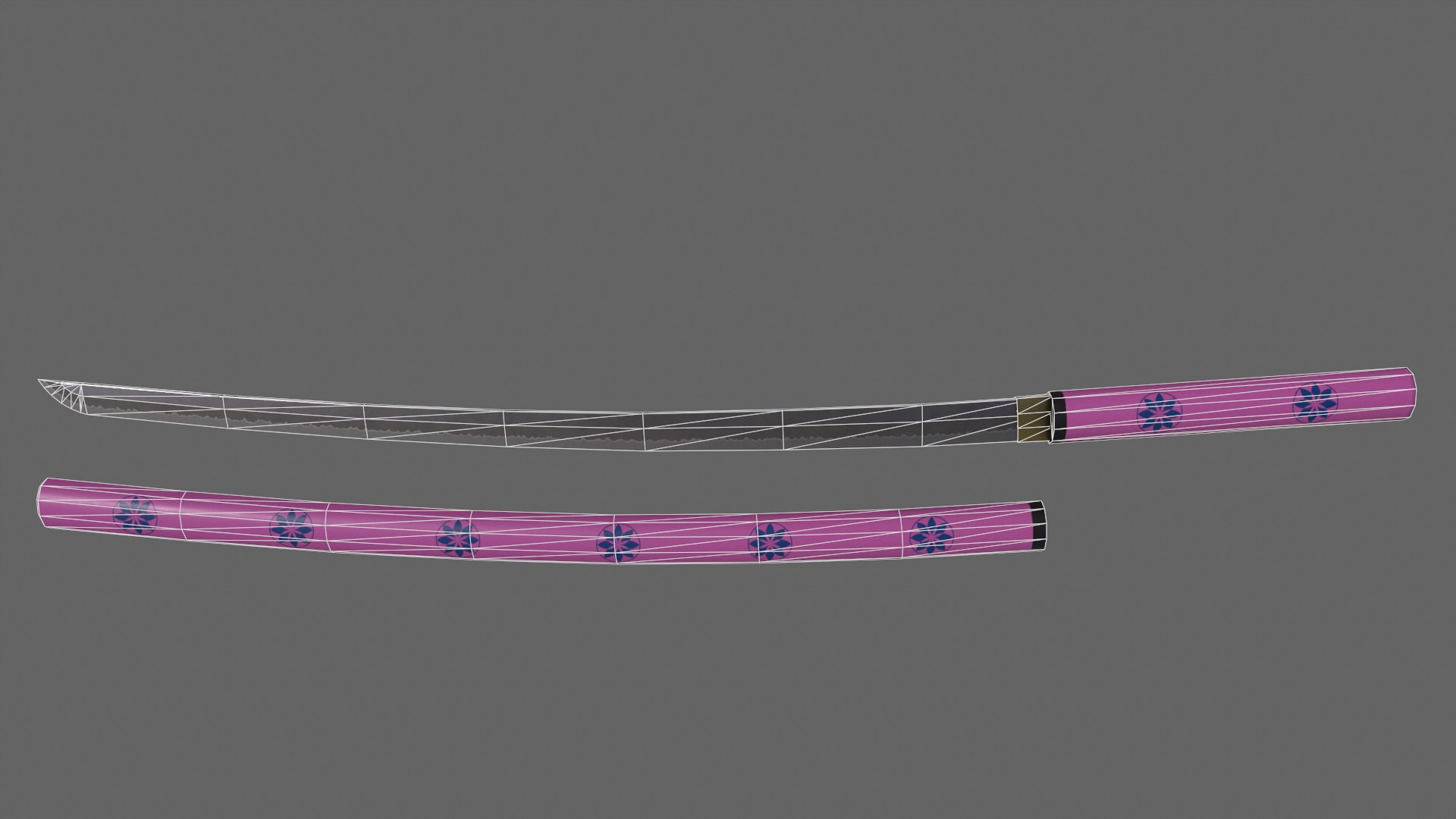 3D PBR Katana Japanese Sword Pink V3 - TurboSquid 1820179