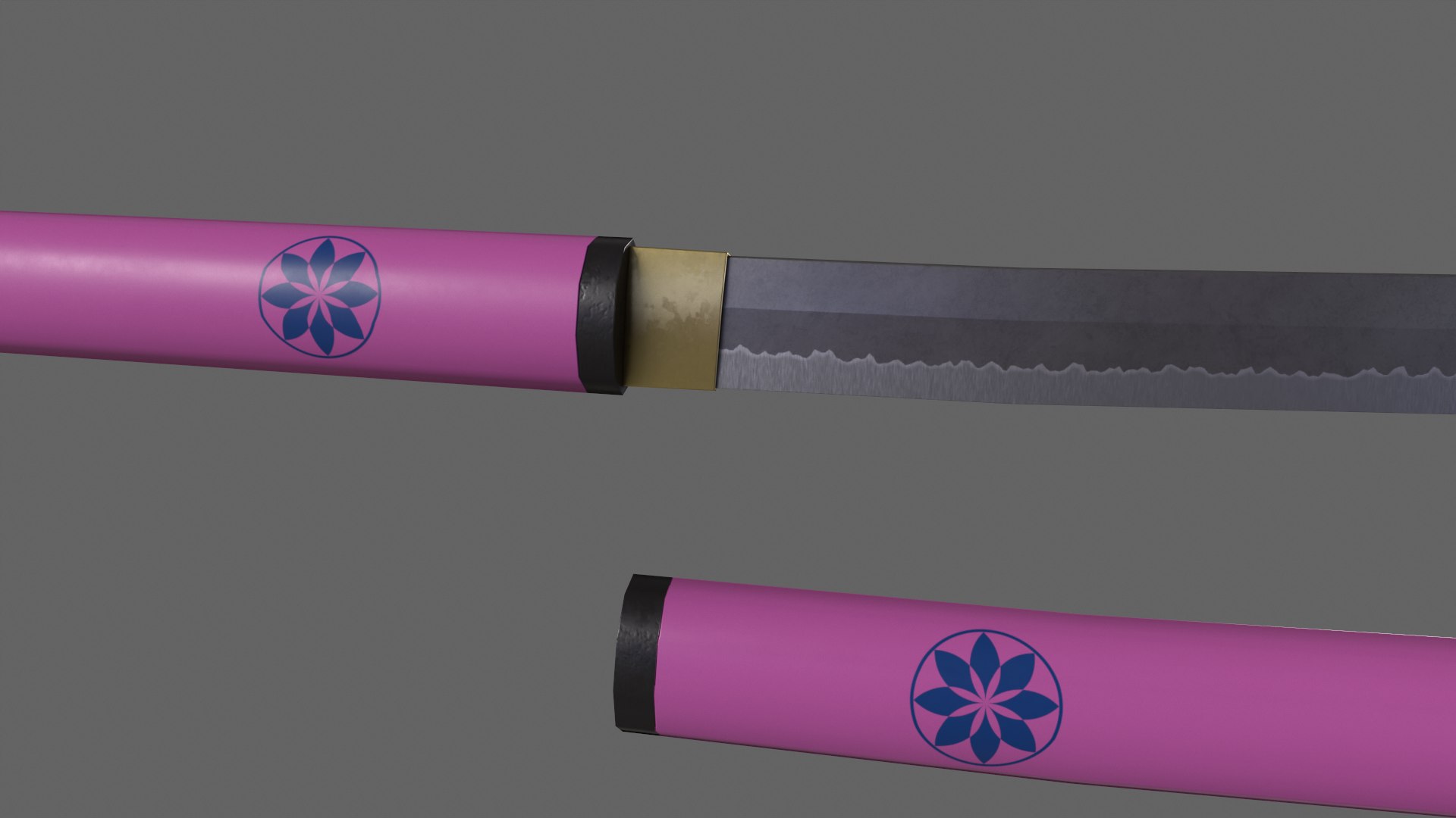 3D PBR Katana Japanese Sword Pink V3 - TurboSquid 1820179