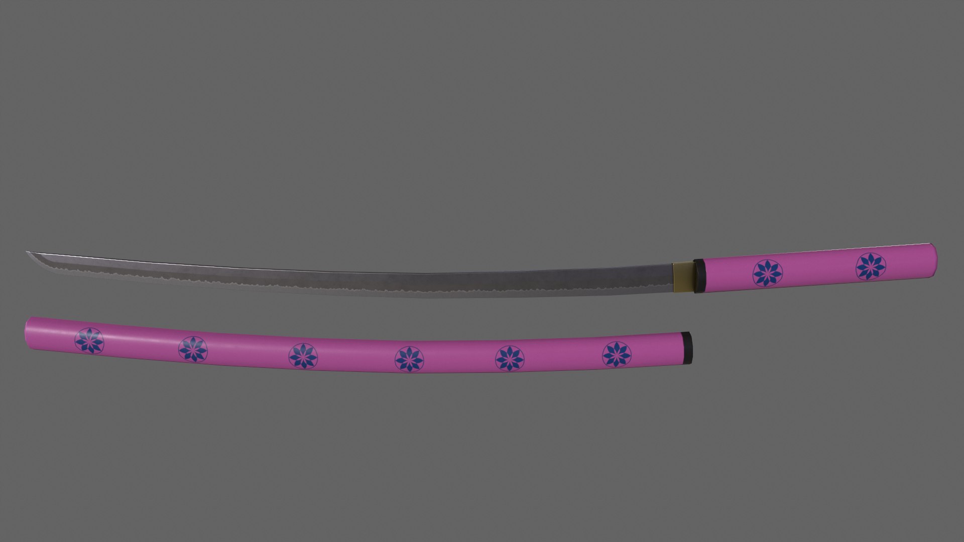 3D PBR Katana Japanese Sword Pink V3 - TurboSquid 1820179