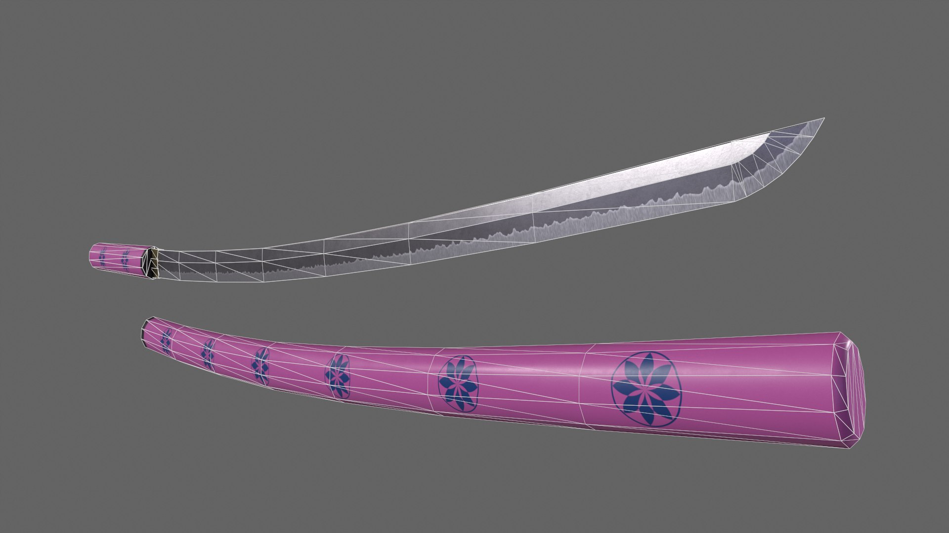 3D PBR Katana Japanese Sword Pink V3 - TurboSquid 1820179