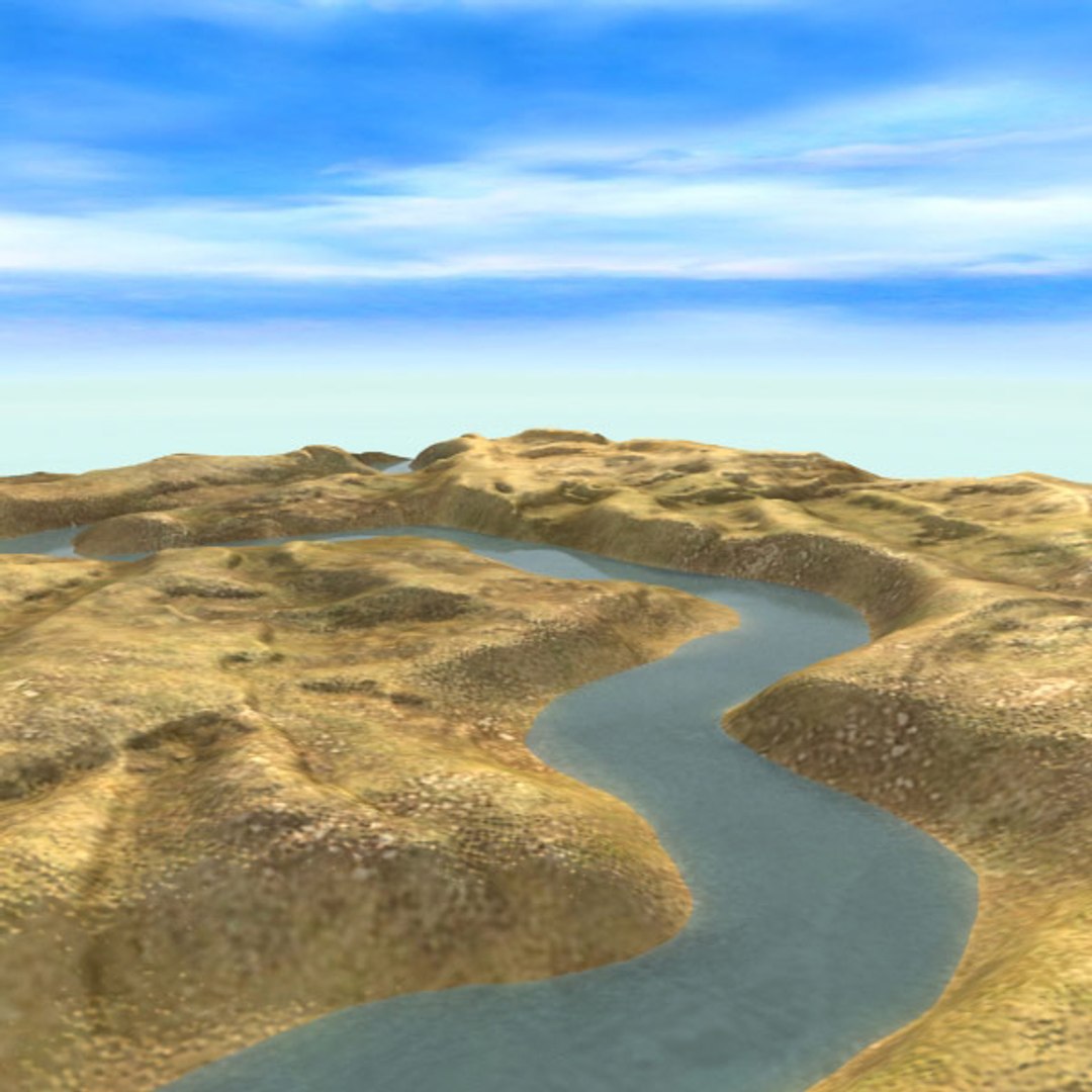 Terrain River Landscape 3d Max