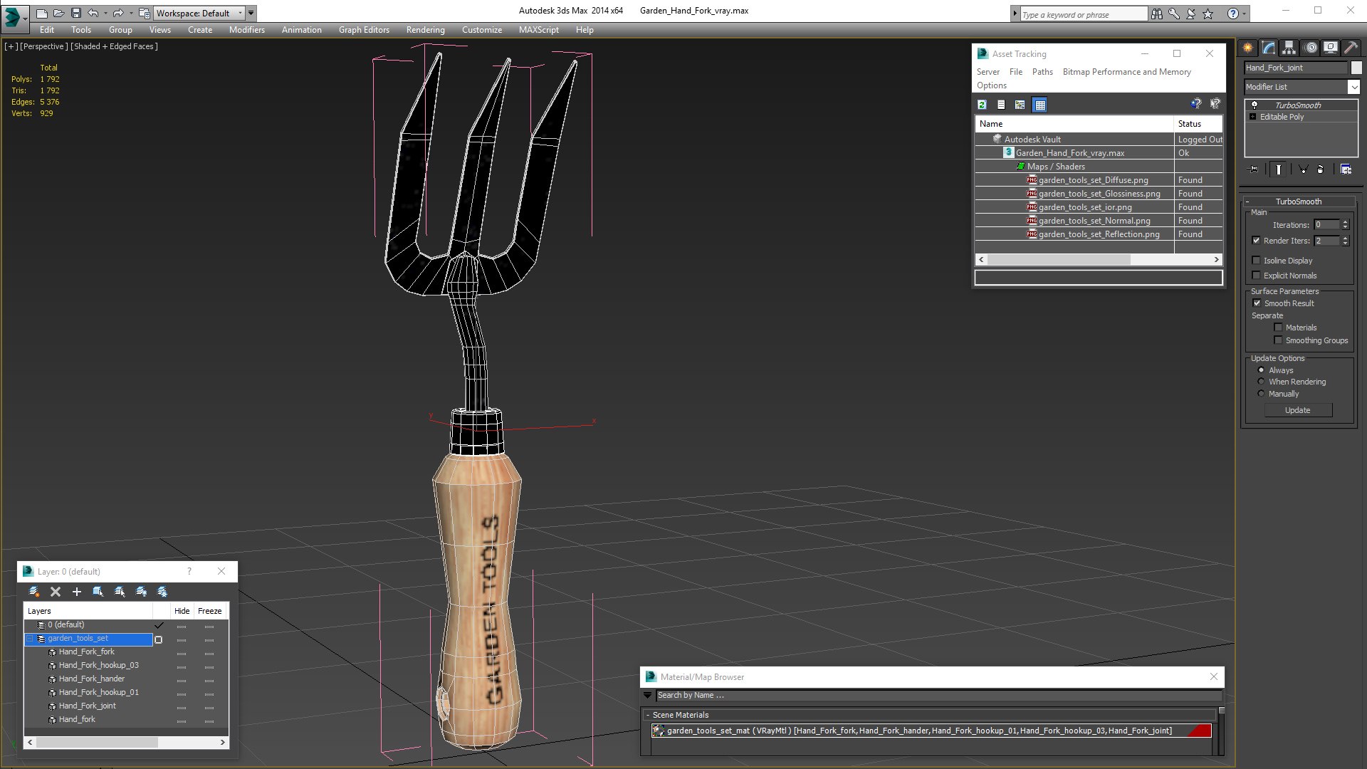 3D garden tool hand fork model - TurboSquid 1488218