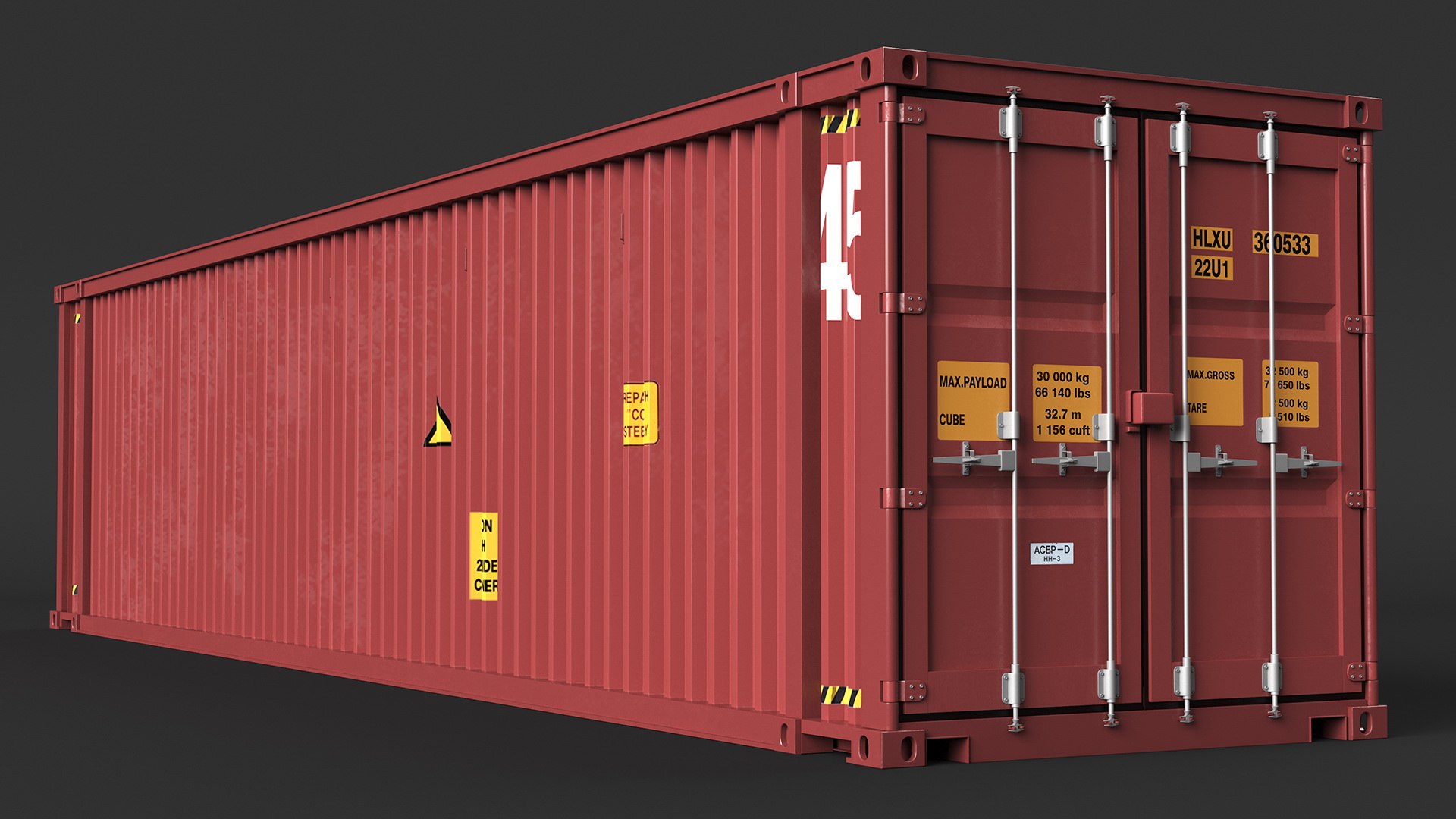 High Cube Cargo Worthy Shipping Container 45FT Model - TurboSquid 2143785