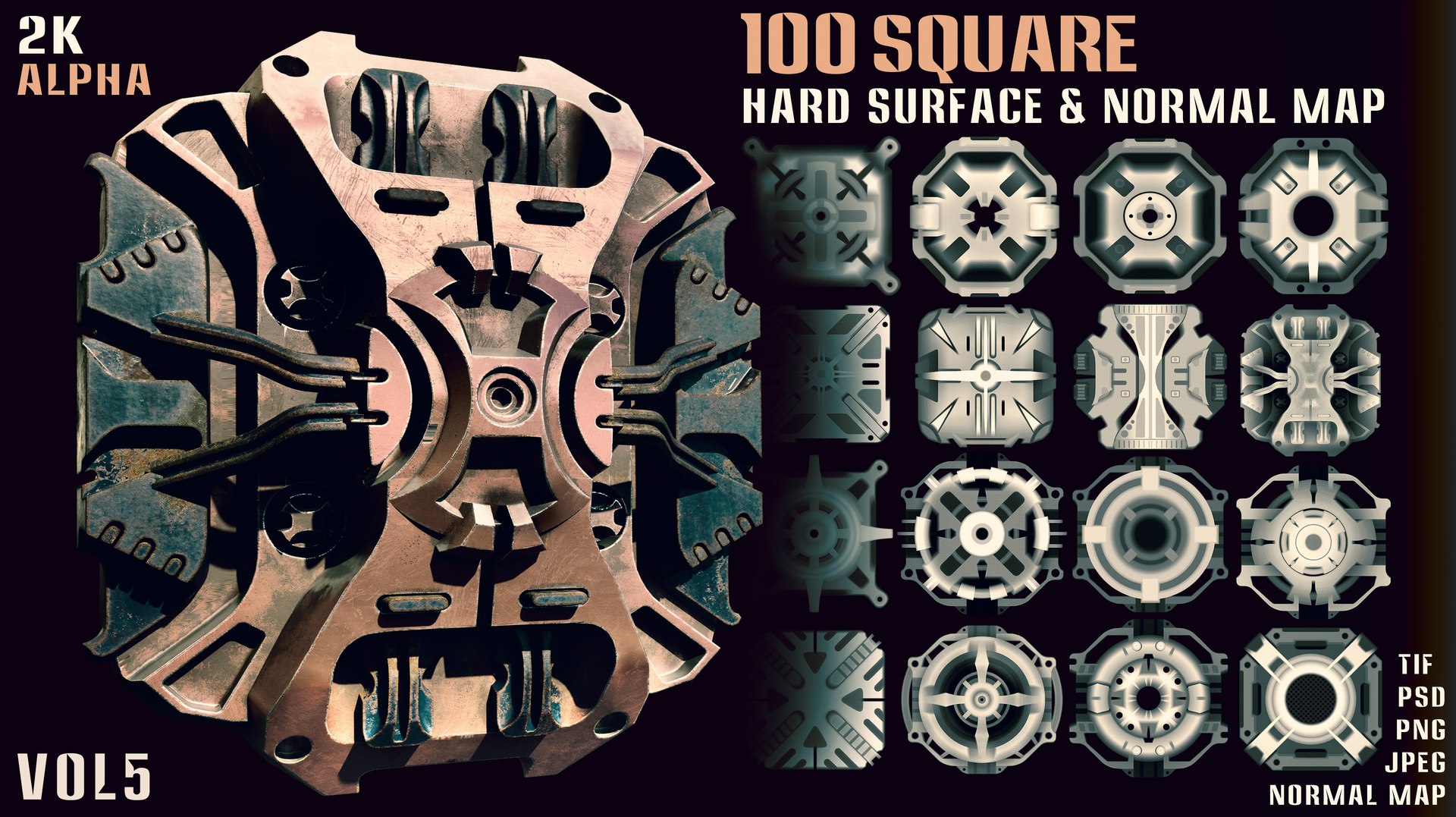 modelo 3d 100 Square Hardsurface Alpha and Normal map - vol5 ...