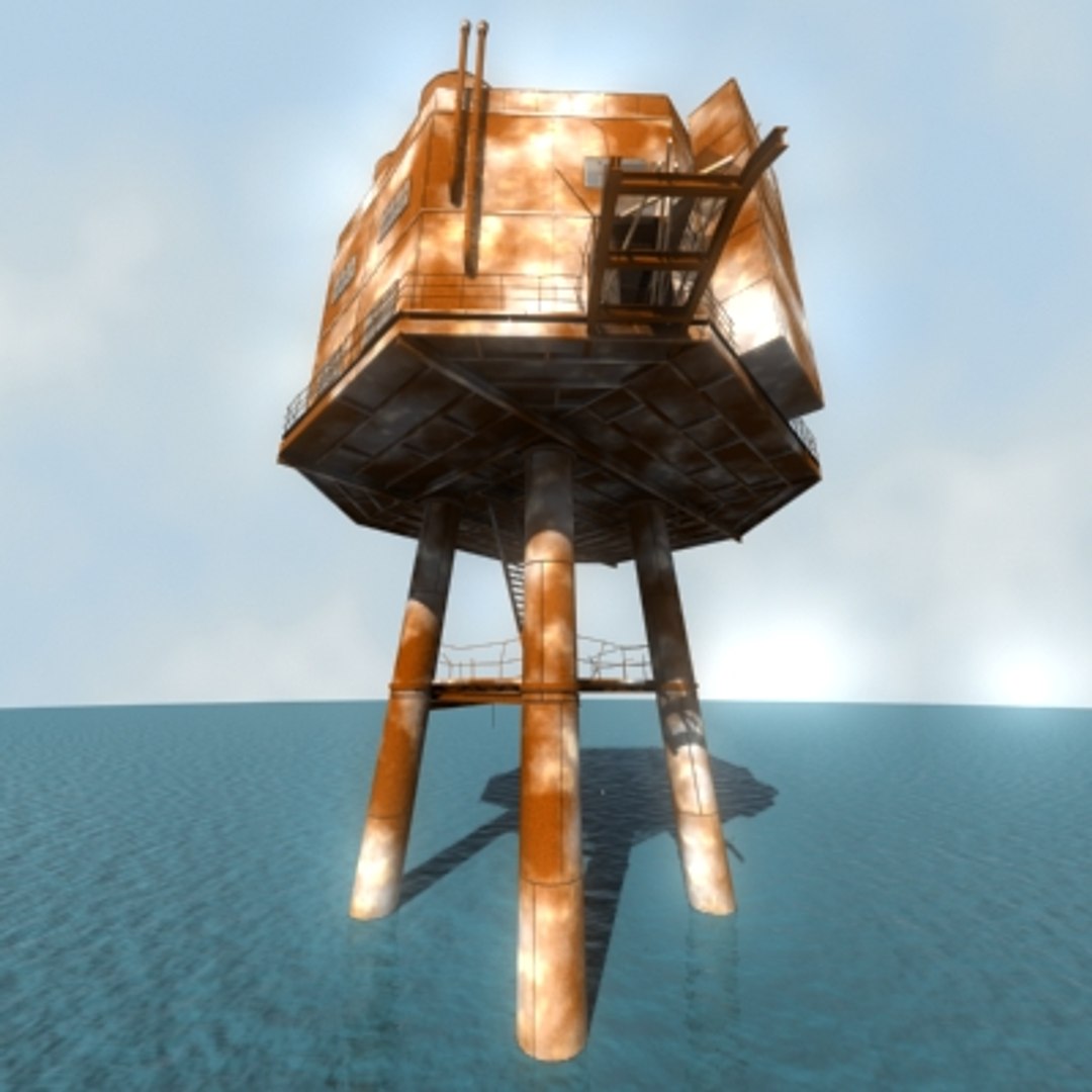 Derelict Sea Fort Fortification 3d Model