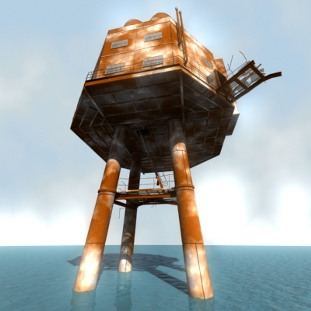 Derelict Sea Fort Fortification 3d Model