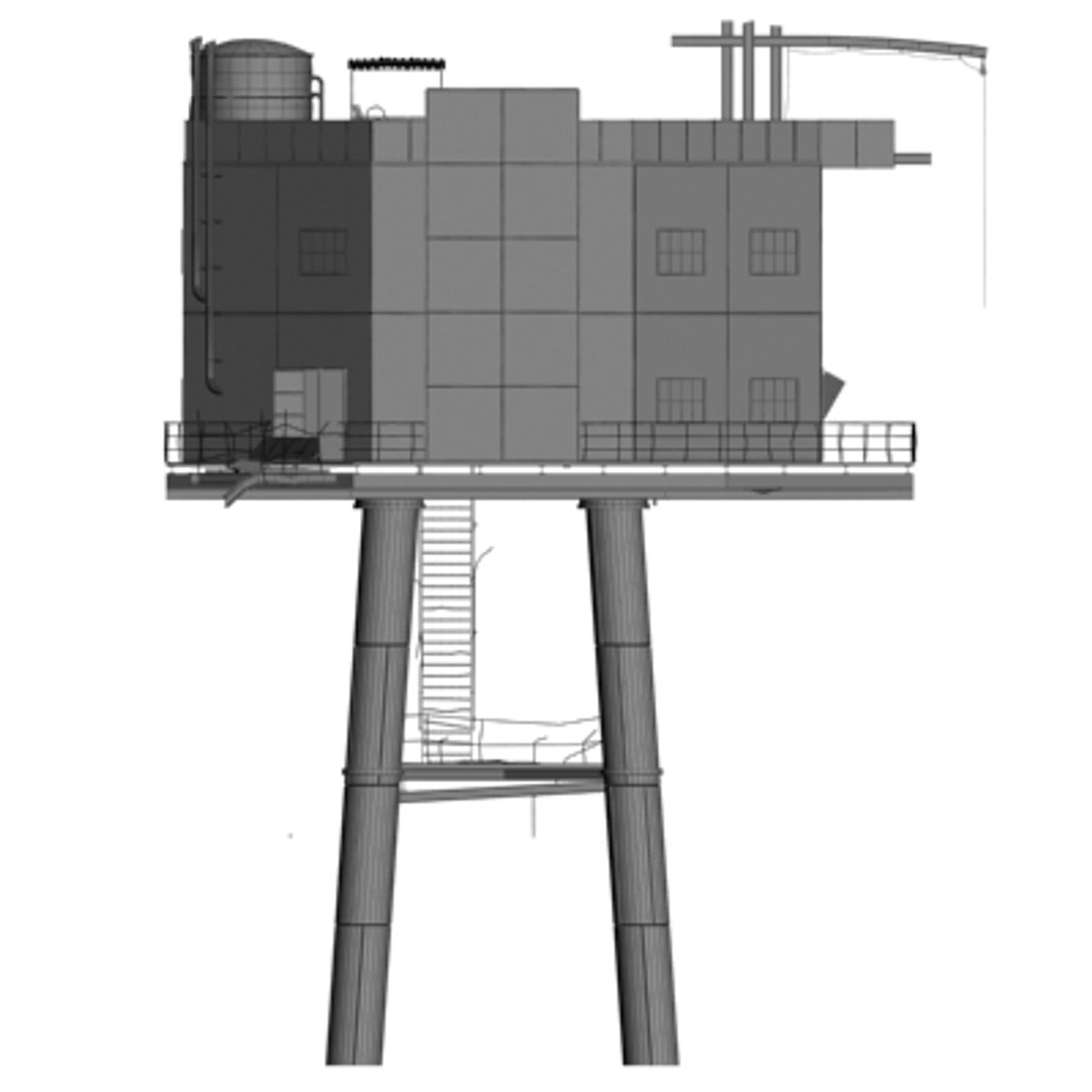 Derelict Sea Fort Fortification 3d Model
