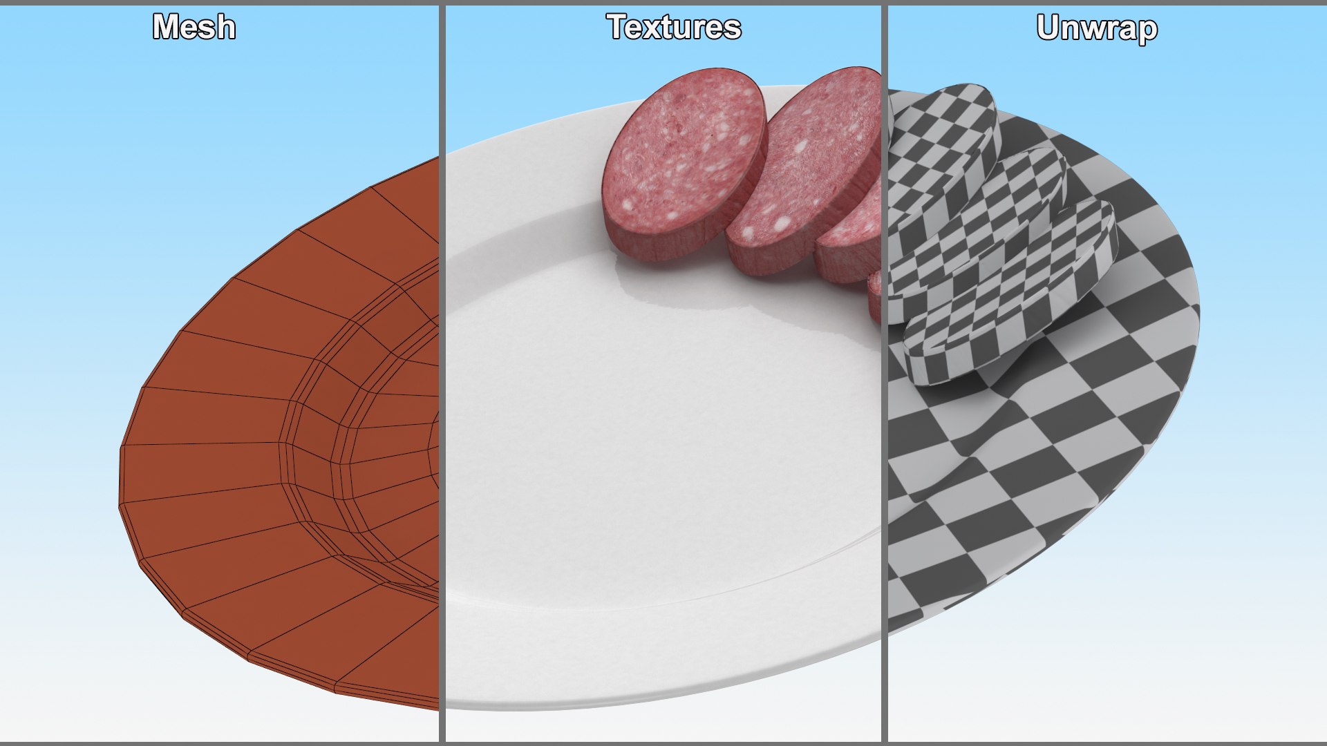 Half Smoked Sausage On Plate 3D Model - TurboSquid 2195774