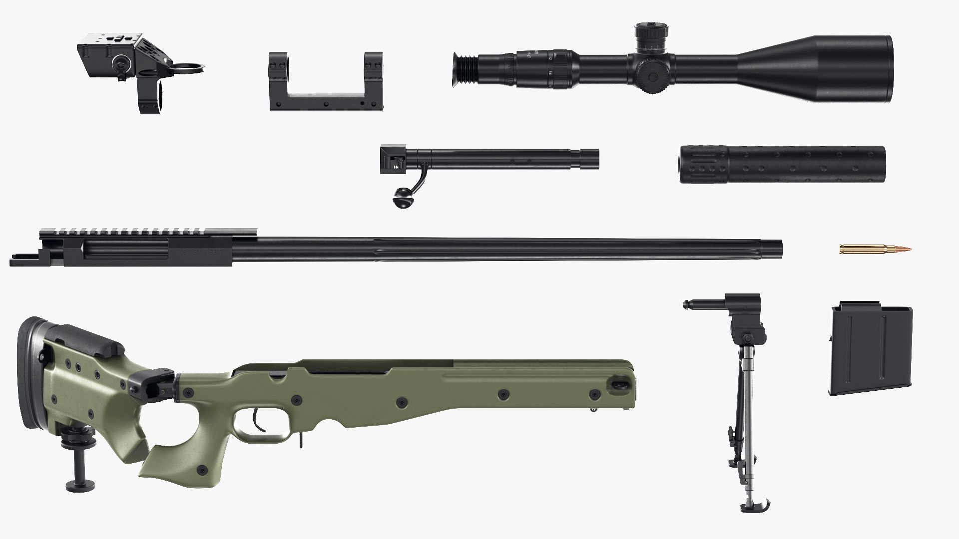 3D Accuracy International AWM L115A3 Green Model - TurboSquid 1873433