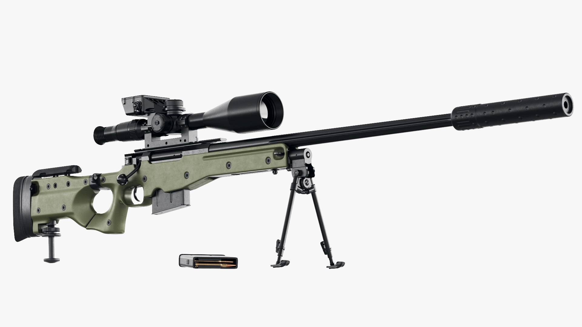 3D Accuracy International AWM L115A3 Green Model - TurboSquid 1873433