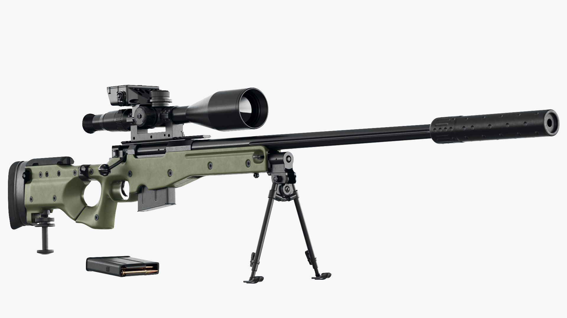 3D Accuracy International AWM L115A3 Green Model - TurboSquid 1873433