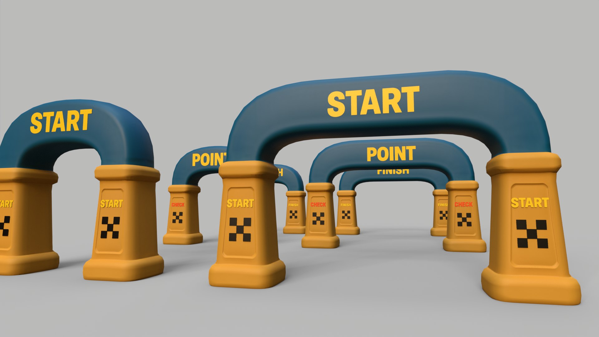3D Model Stylized Race Gates Pack Start Checkpoint Finish - TurboSquid ...