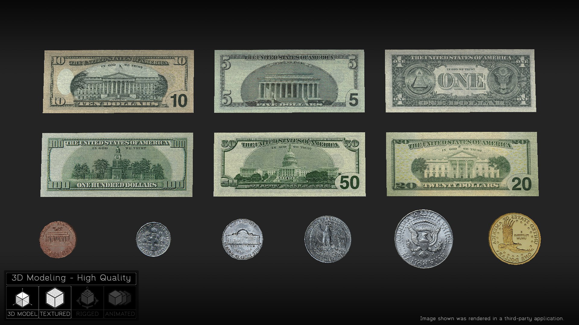 United states currency 3D model - TurboSquid 1155334
