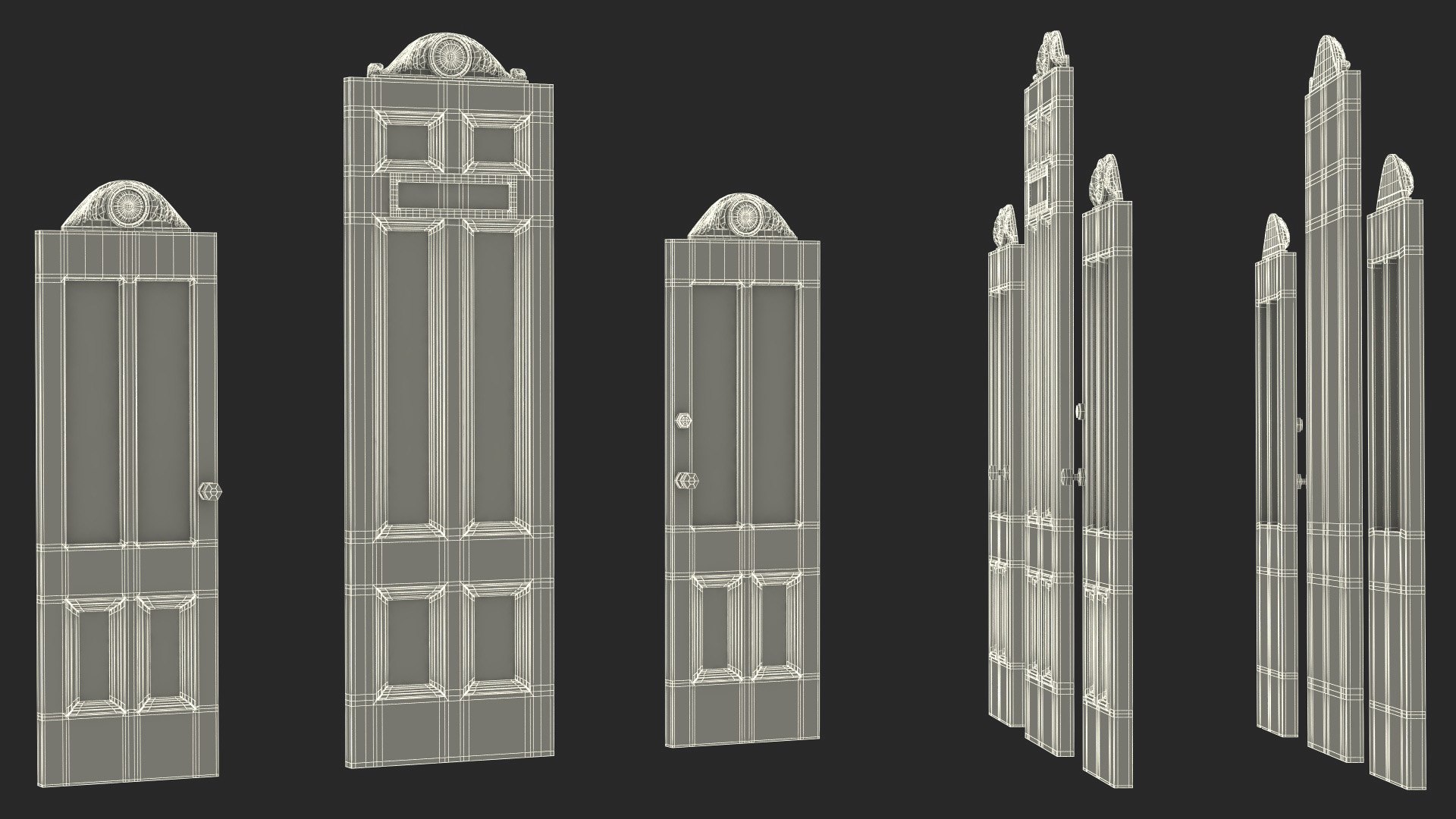 3D Model Baroque Wooden Doors - TurboSquid 2279853