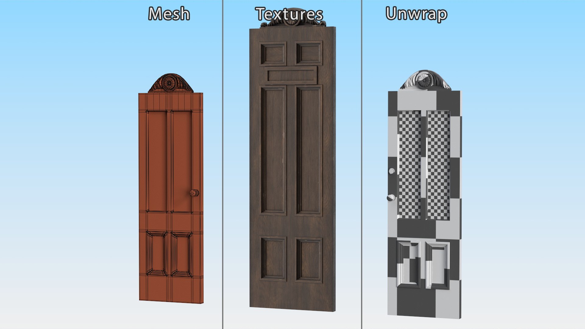 3D Model Baroque Wooden Doors - TurboSquid 2279853