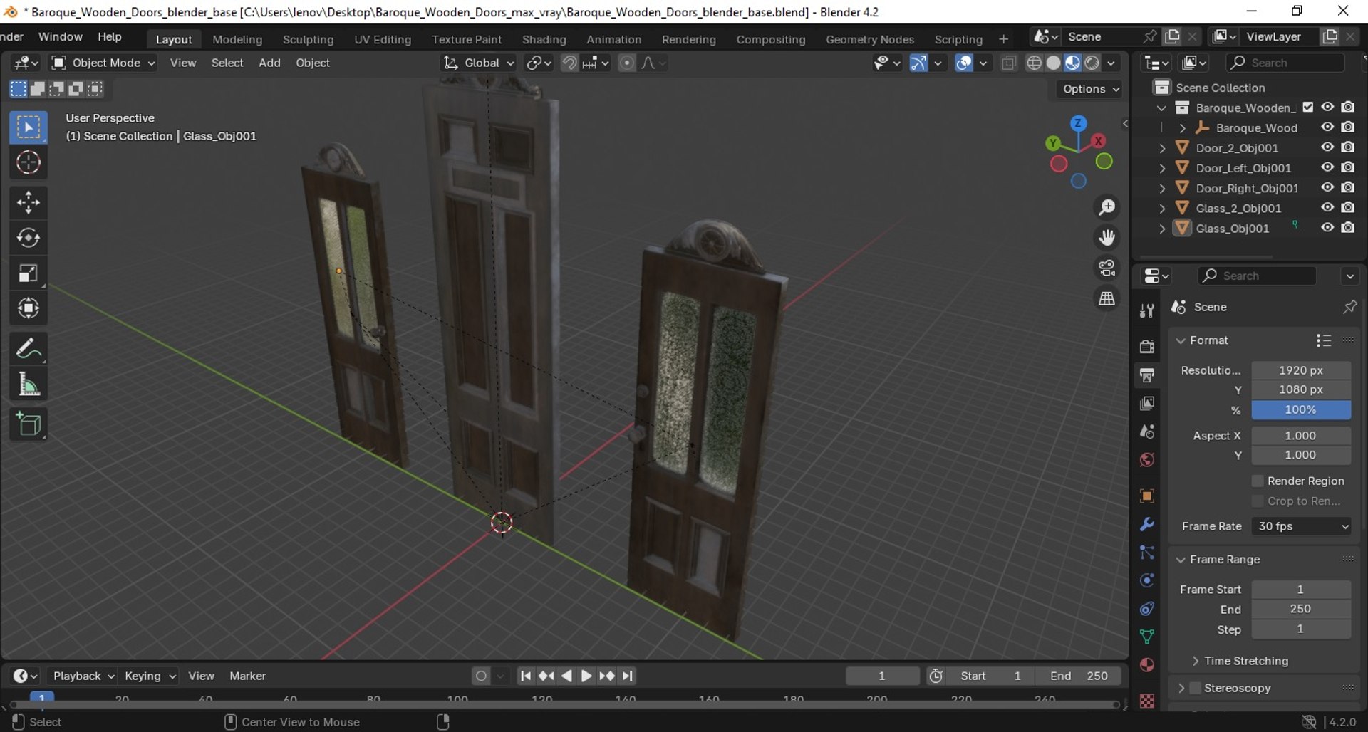 3D Model Baroque Wooden Doors - TurboSquid 2279853
