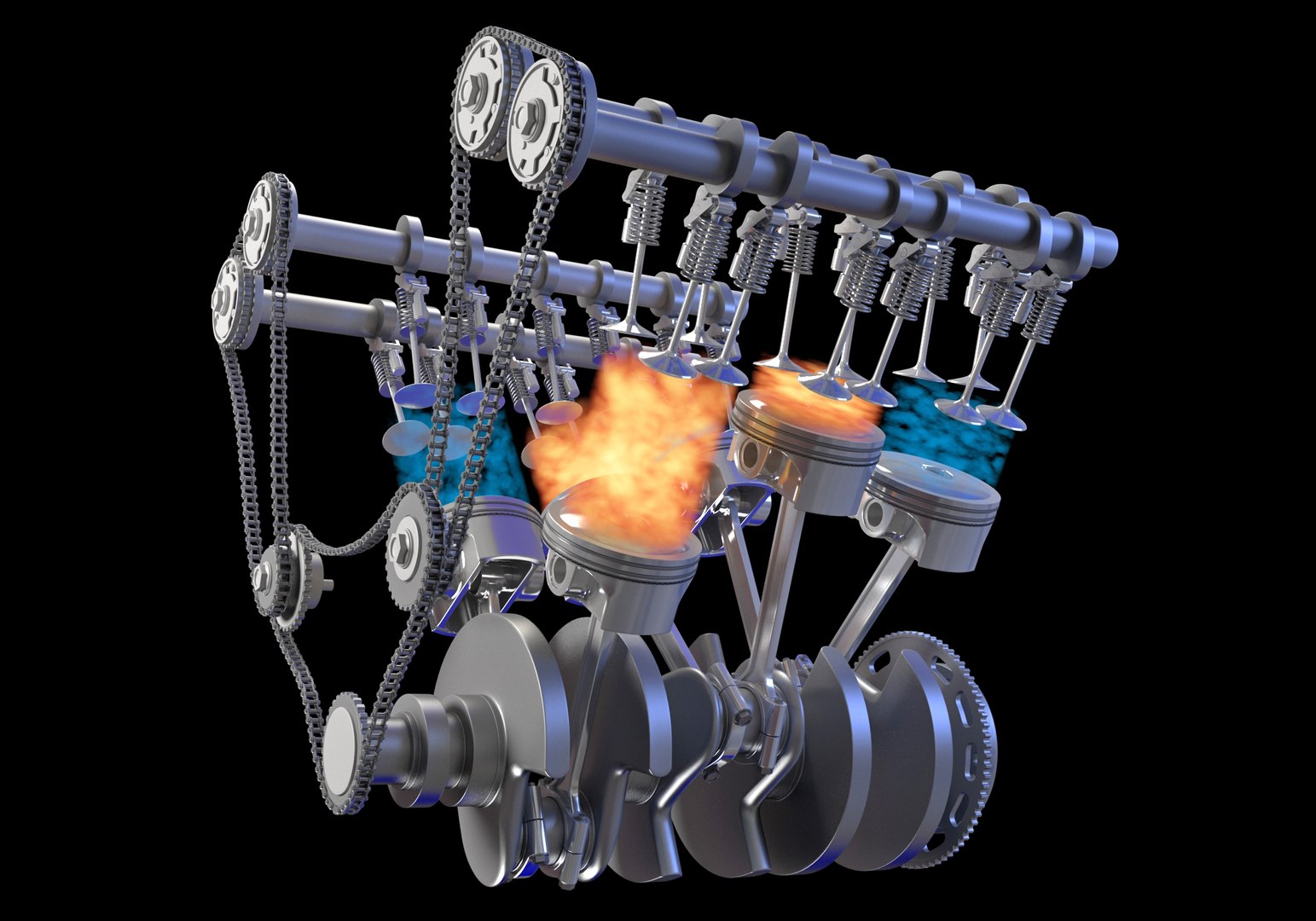 V6 engine ignition animation model - TurboSquid 1344328