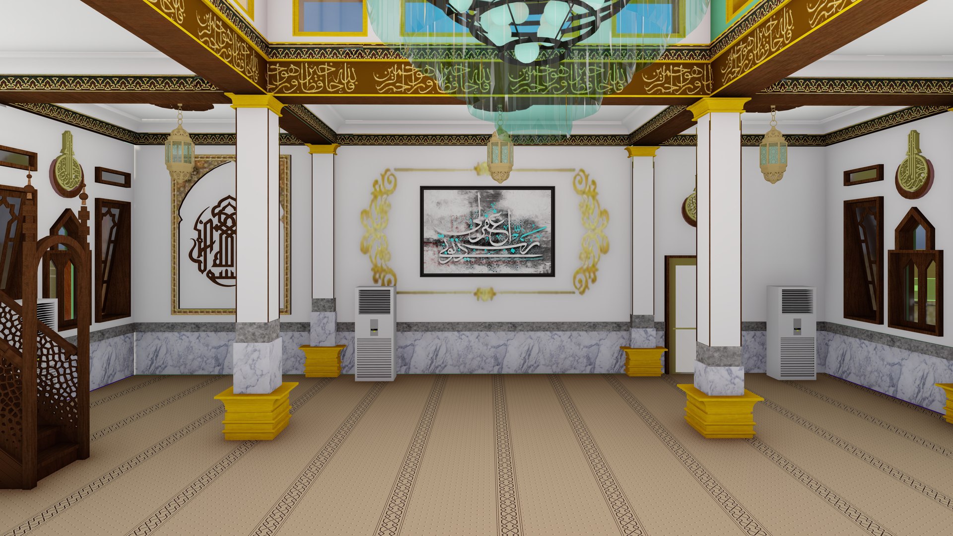 Interior Design Mosque 3D Model - TurboSquid 1493456