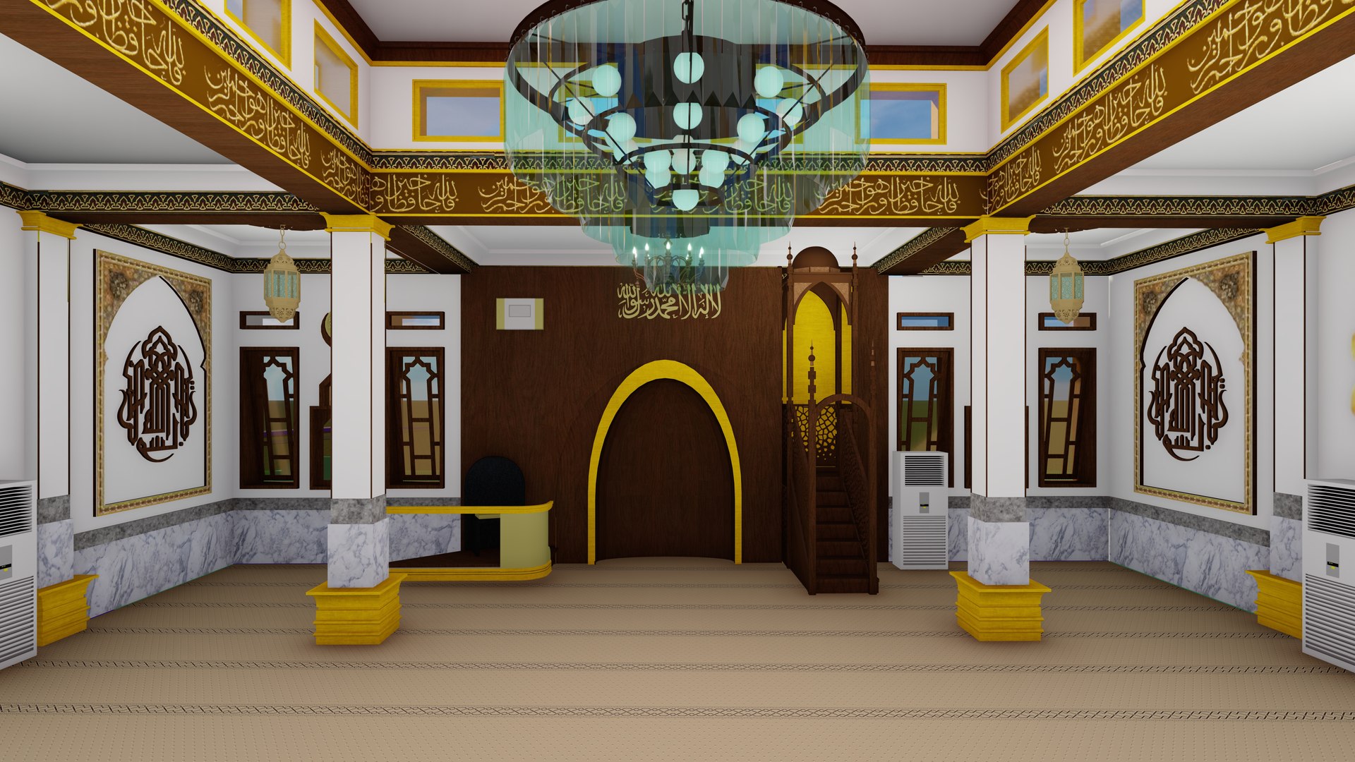 Interior Design Mosque 3D Model - TurboSquid 1493456